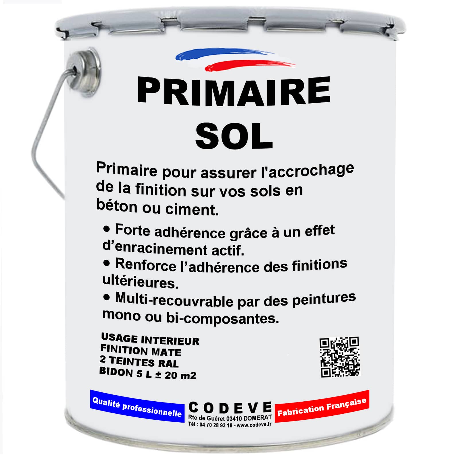 Primaire Sol - 4x5 L - Codeve Bois - RAL 7040 - Gris fenêtre - Pour L ...