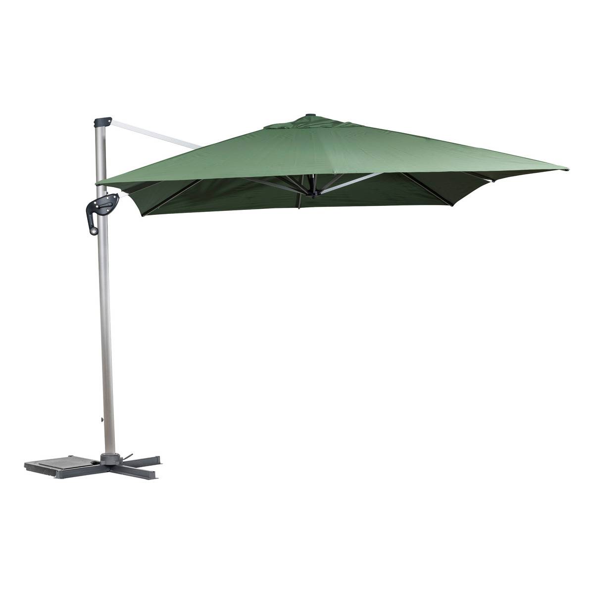 Parasol déporté rectangulaire ÉQUADOR vert olive 4 x 3m en aluminium et ...