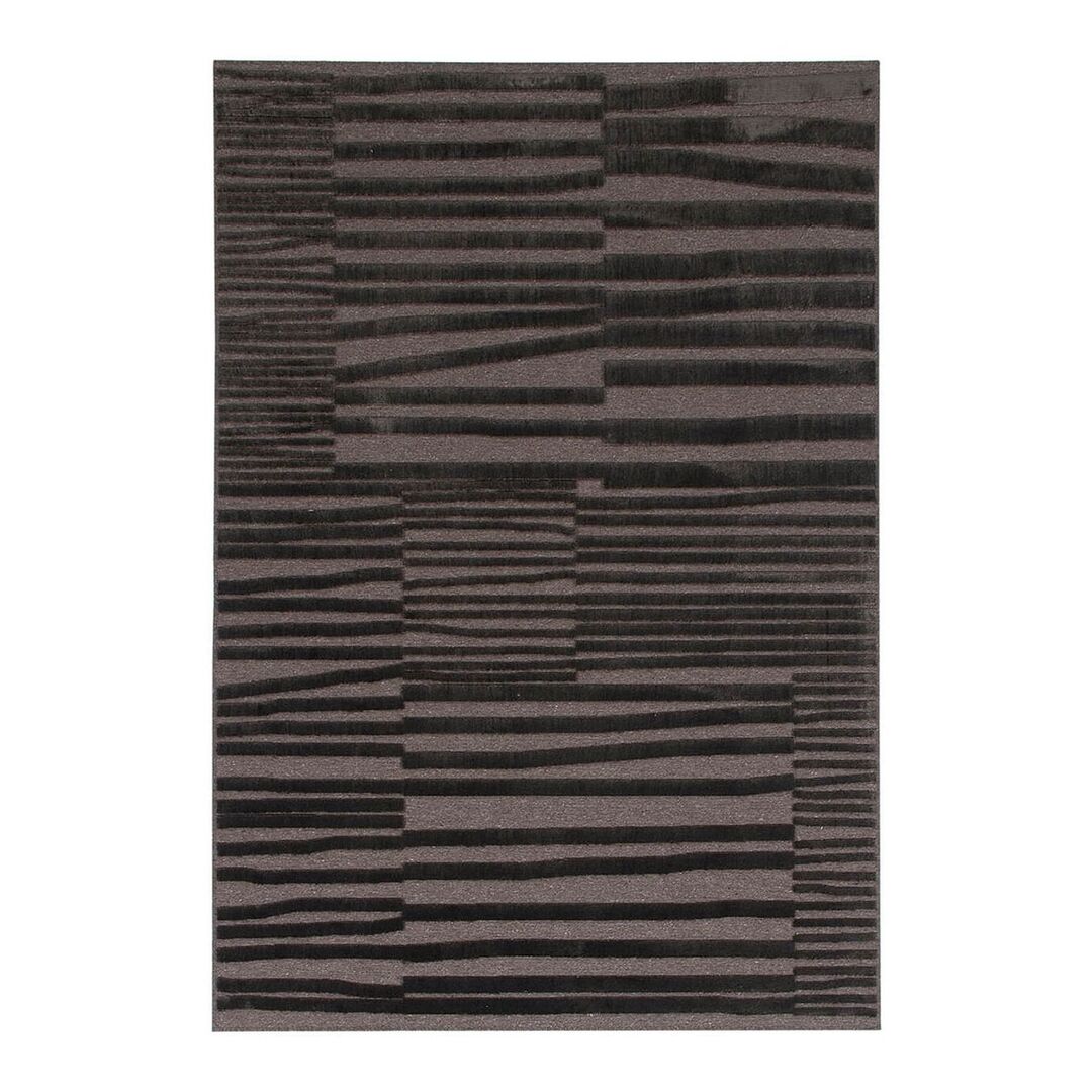 Tapis rayé design en laine Anthracite 200x290 INDIANA | Leroy Merlin