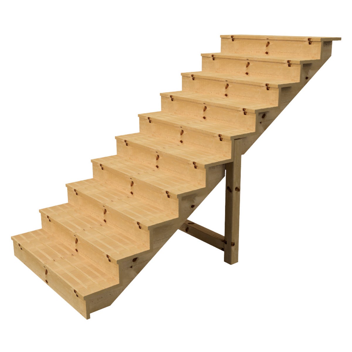BERLIN Escalier extérieur bois 10 marches H 173cm L-120cm - avec contre ...