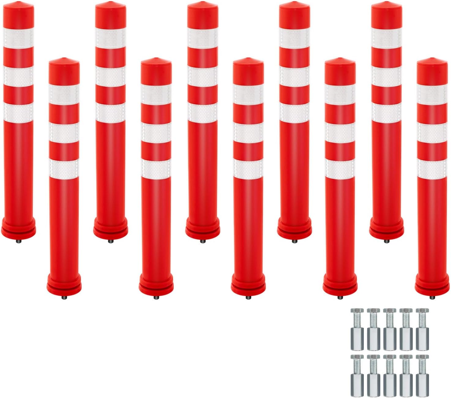 Poteau de Signalisation 10 Pcs Cônes Barrière en TPR de 65,5 cm, pour ...