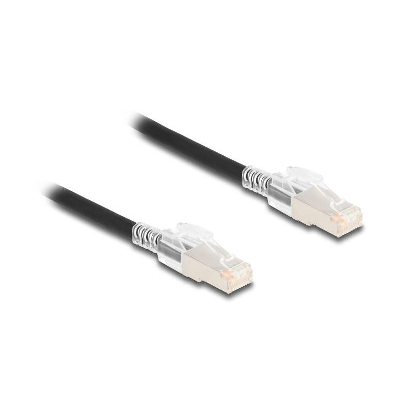 Delock 80257 c ble r seau rj45 cat.6a s/ftp avec jeu de clips de s curit , 3 m, noir | Leroy Merlin