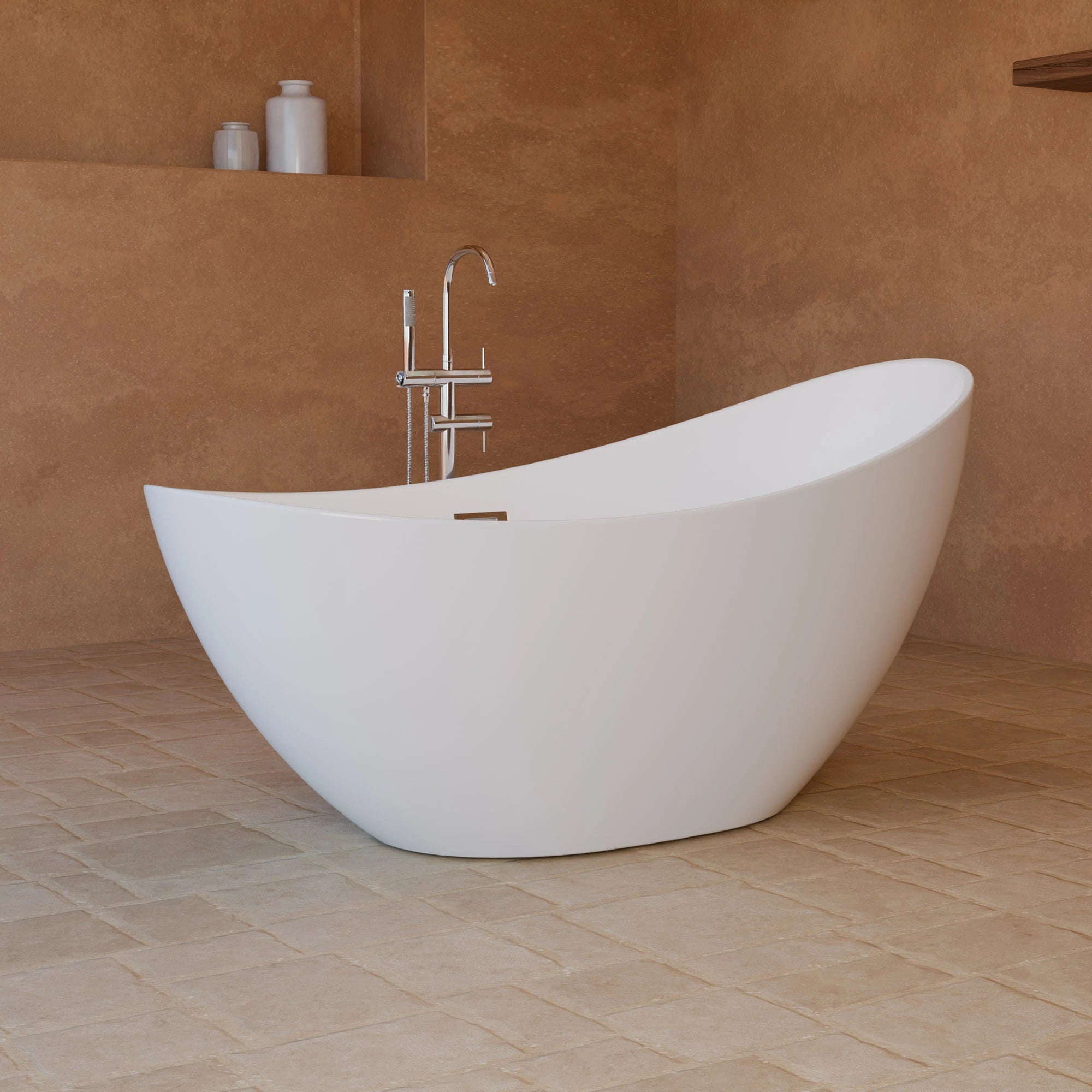 Baignoire Ilot Loona 160 blanche 160 x80 x80 cm, by SPALINA | Leroy Merlin