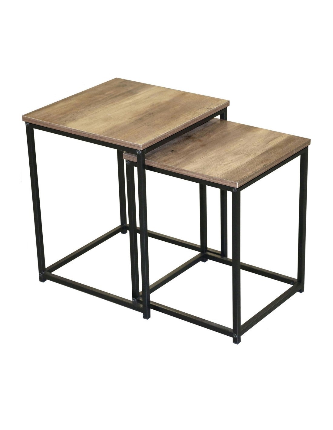 Ensemble de deux tables d'appoint carre style rustique 35x35xH45cm et ...