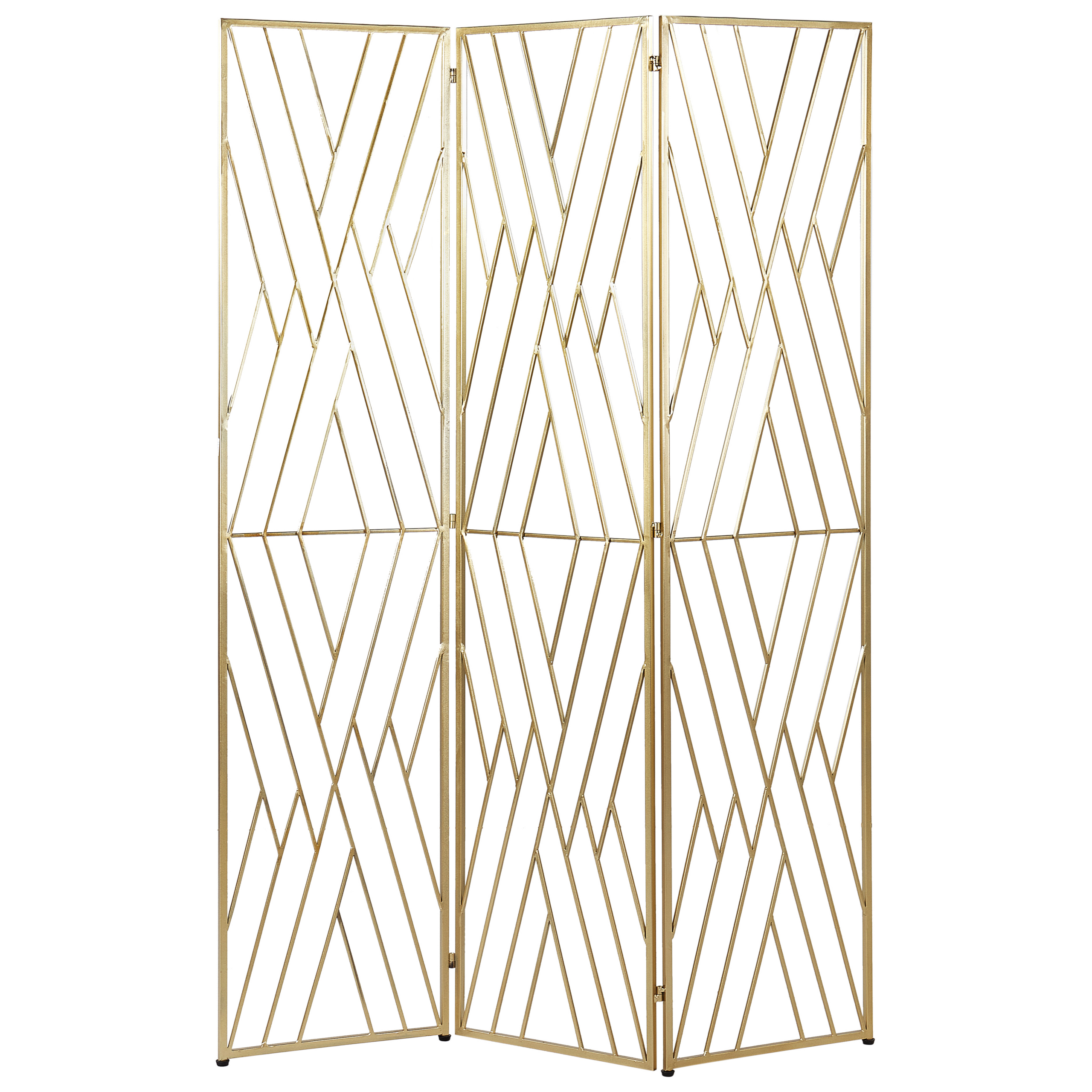 Beliani Biombo plegable 3 paneles de metal dorado 117 x 170 cm ASOLO ...