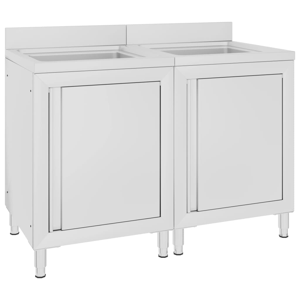 Fregadero de cocina comercial 2 piezas de acero inoxidable | Leroy Merlin