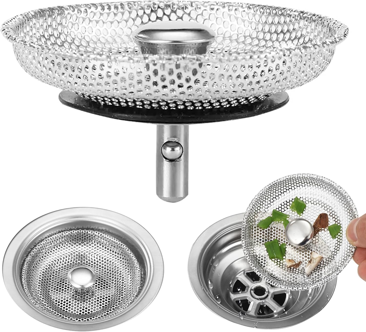 2 Piece Kitchen Sink Strainer, 304 Stainless Steel Kitchen Sink Filter ...