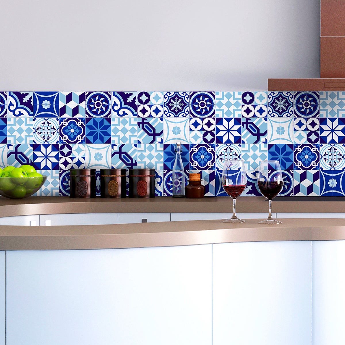 16 vinilo baldosas azulejos tono de azul - adhesivo de pared ...