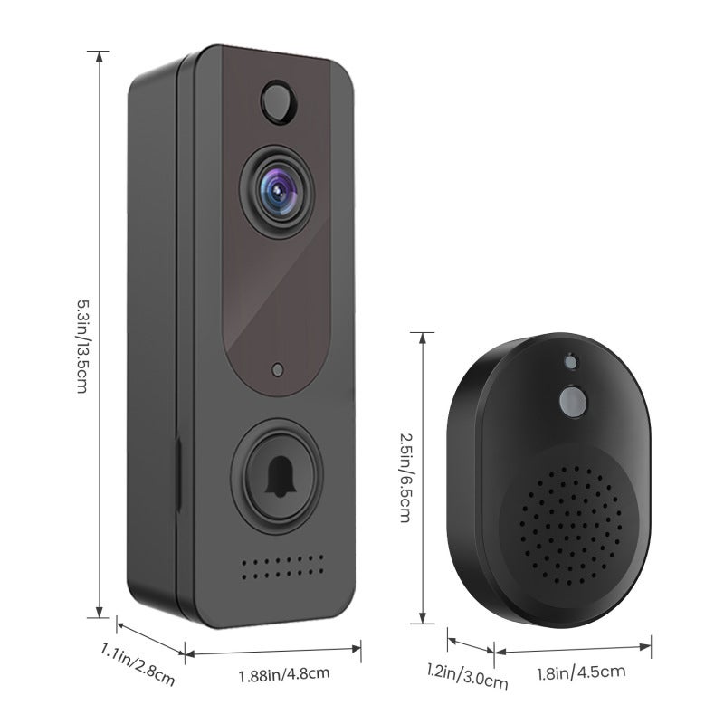 Sonnette vidéo avec reconnaissance humaine intelligente Wi-Fi, noire ...