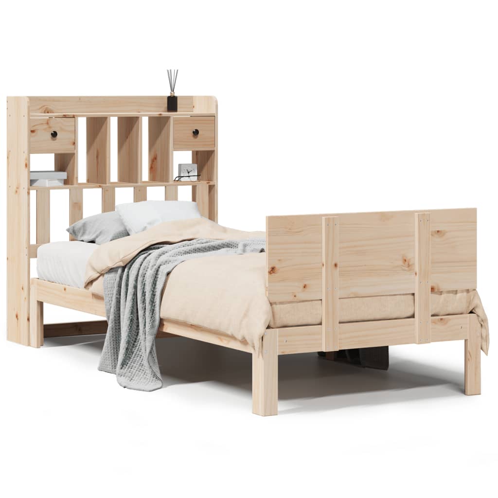 Lit simple | Lit adulte | Lit bibliothèque sans matelas 90x200 cm bois ...