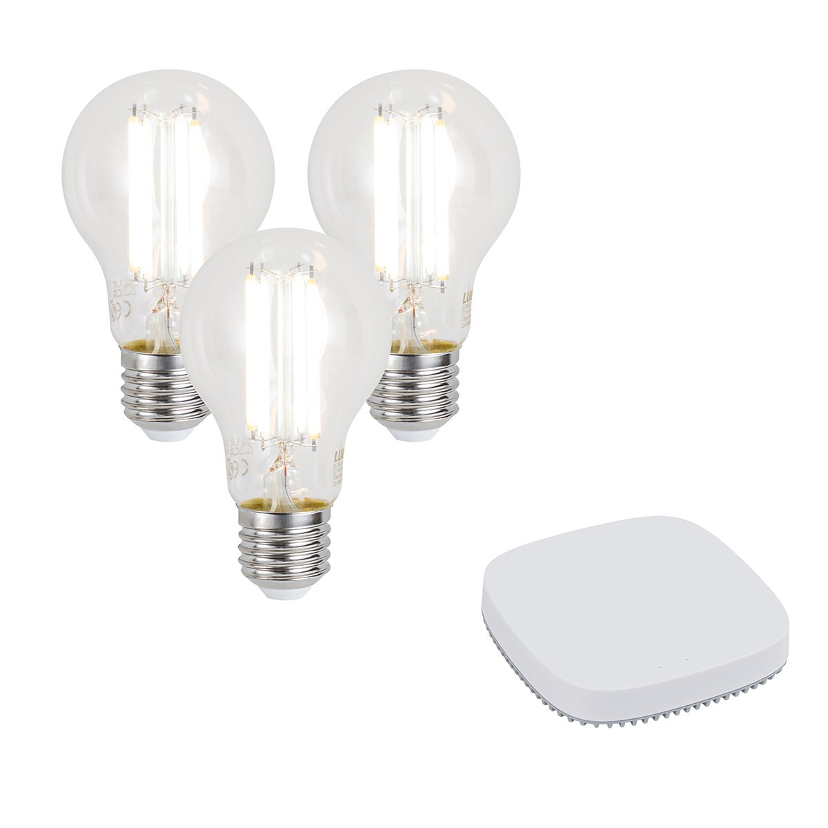Juego de 3 bombillas LED inteligentes E27 regulables A60 7W 806LM 2700 ...