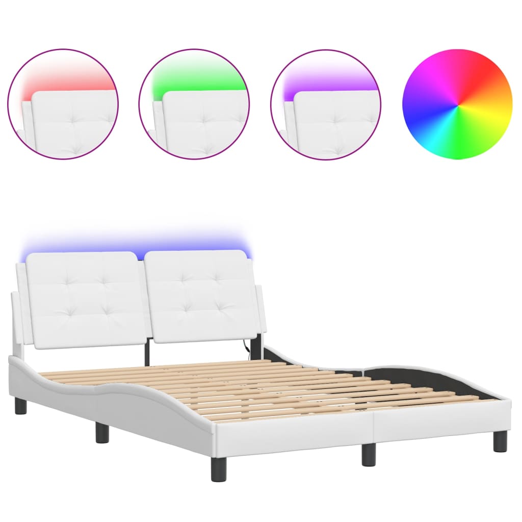 Struttura letto con luci LED, similpelle bianca, 140x190 cm | Leroy Merlin