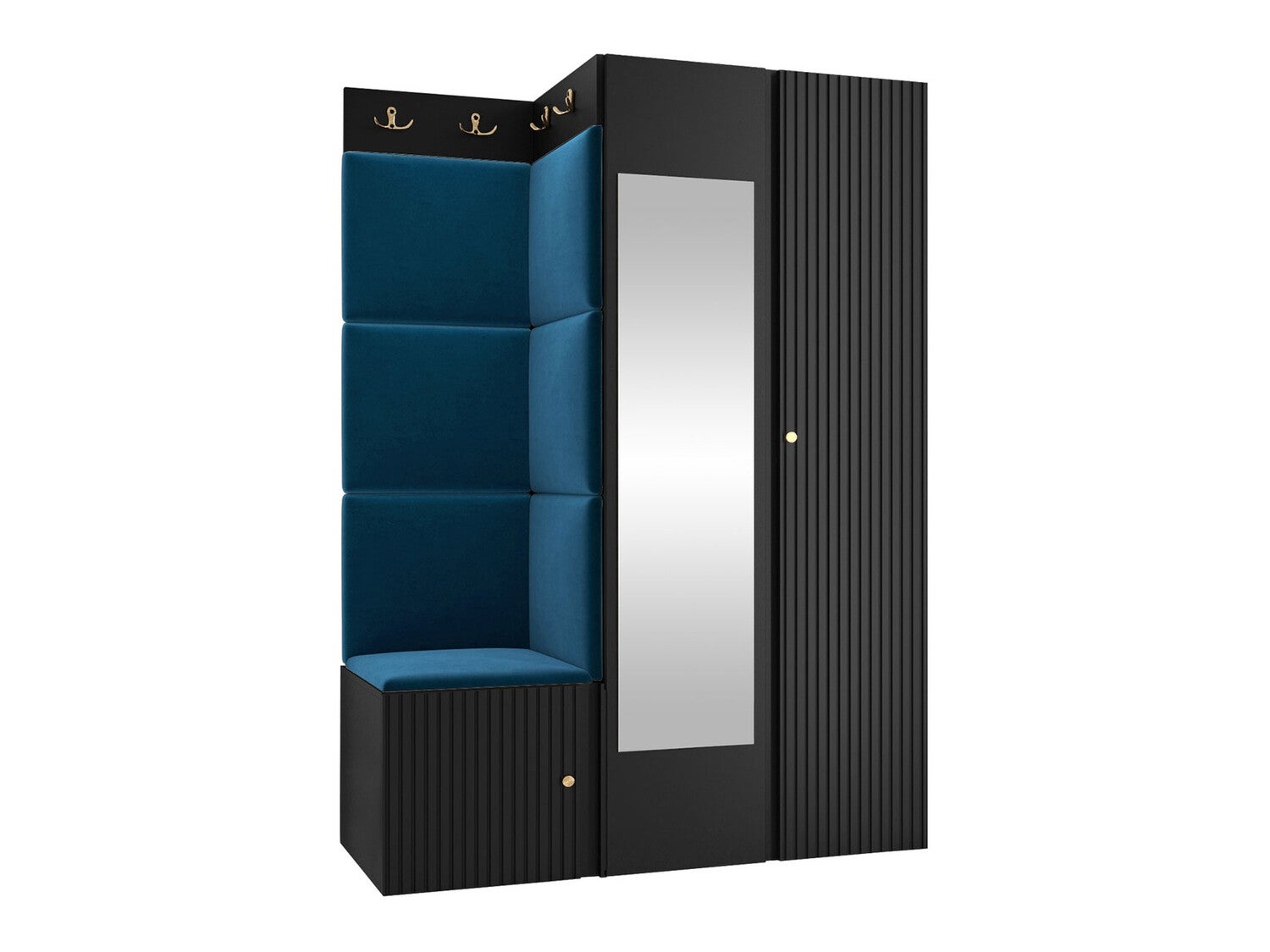 Conjunto de recibidor Hartford 388, 186x116x46cm, Espejo, Azul, Negro ...