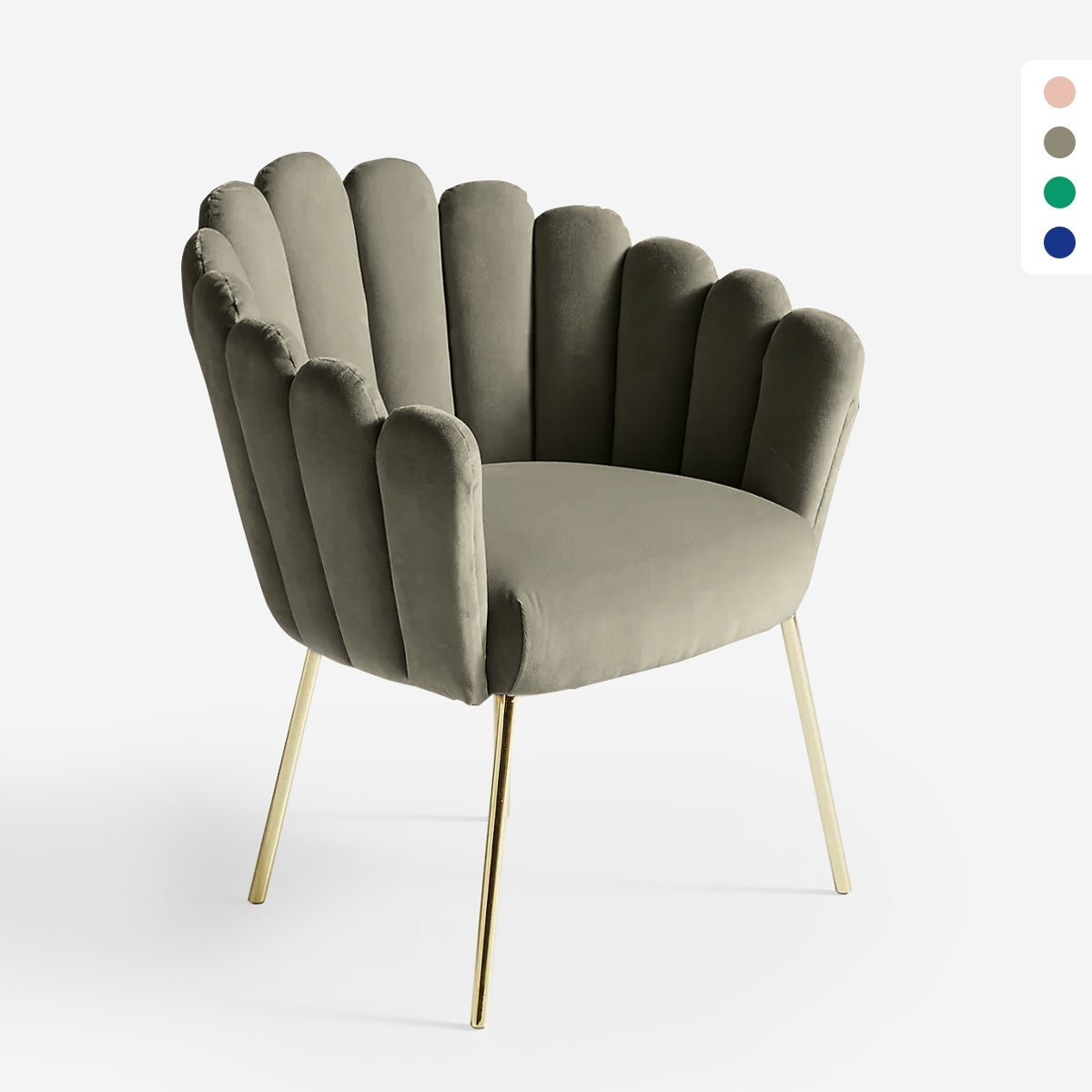 Sillón concha butaca diseño moderno terciopelo patas doradas Calicis ...