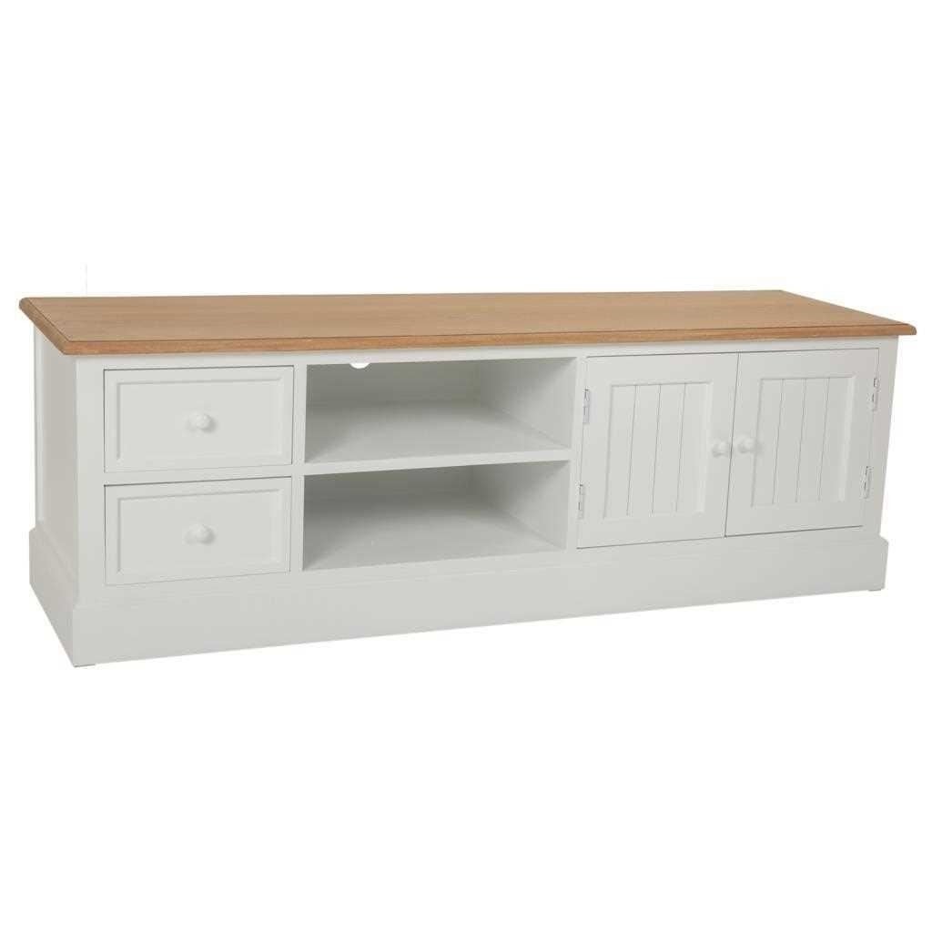Meuble bas en bois laqué blanc et naturel 150x45x50h | Leroy Merlin