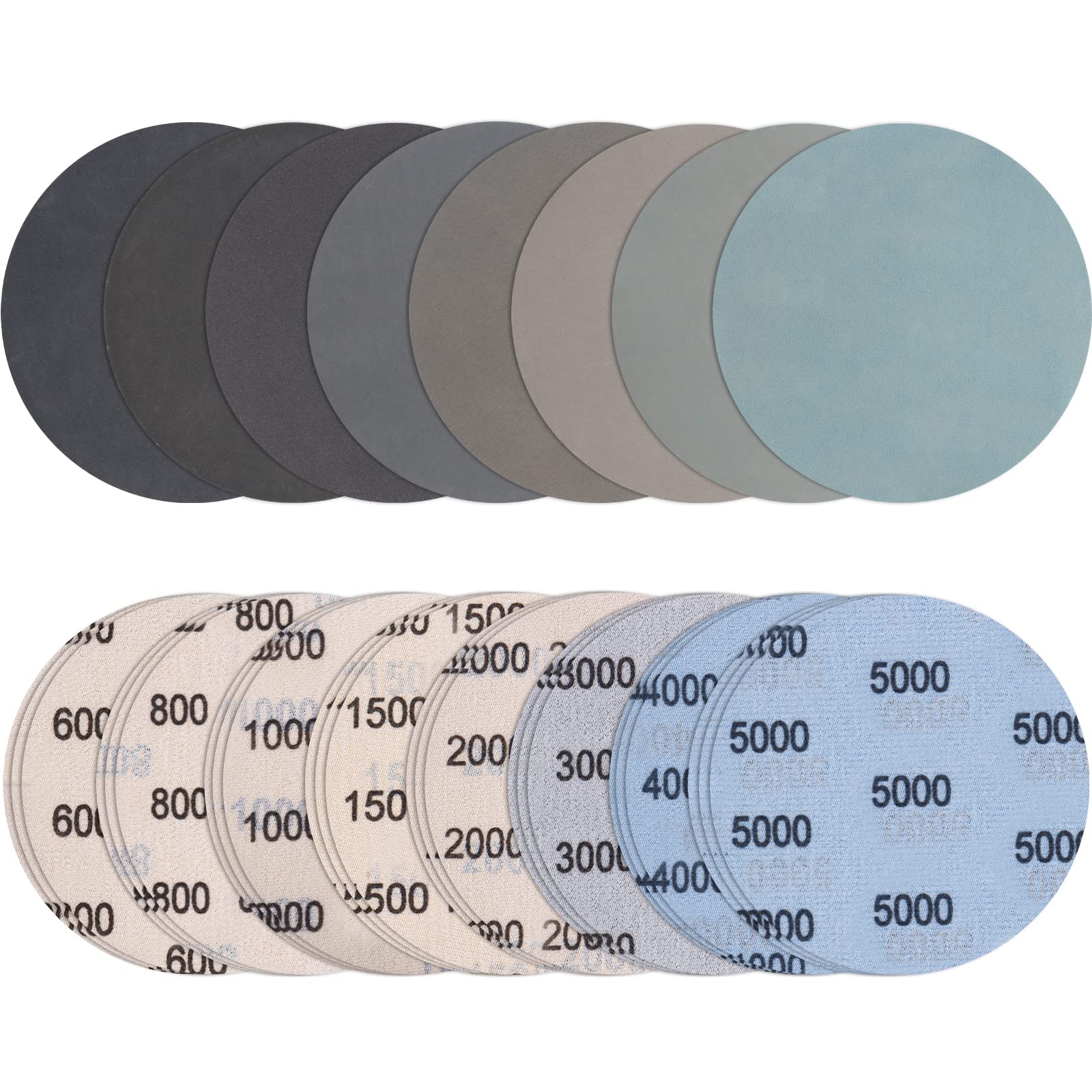 24 Pièces 125mm Papier de Verre Sec à l'eau, Abrasif Rond Grain 600/800 ...