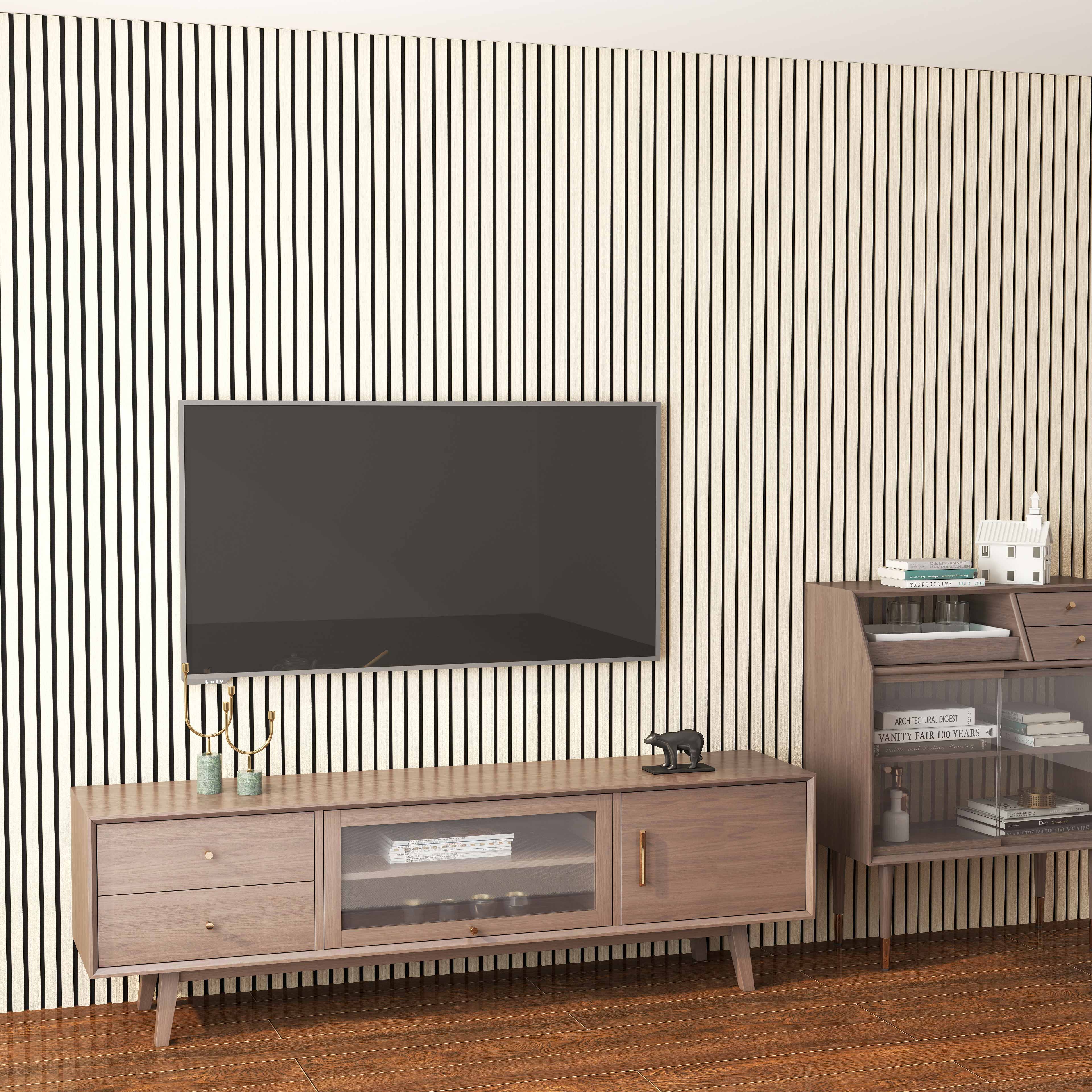 Lot de 3 panneaux muraux acoustiques décoratifs en bois MDF 260 x 30 cm ...