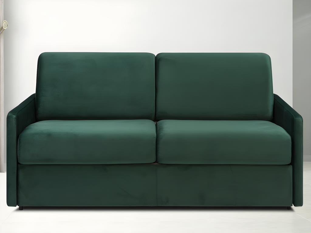 Canapé 3 places convertible express en velours vert sapin - Couchage ...