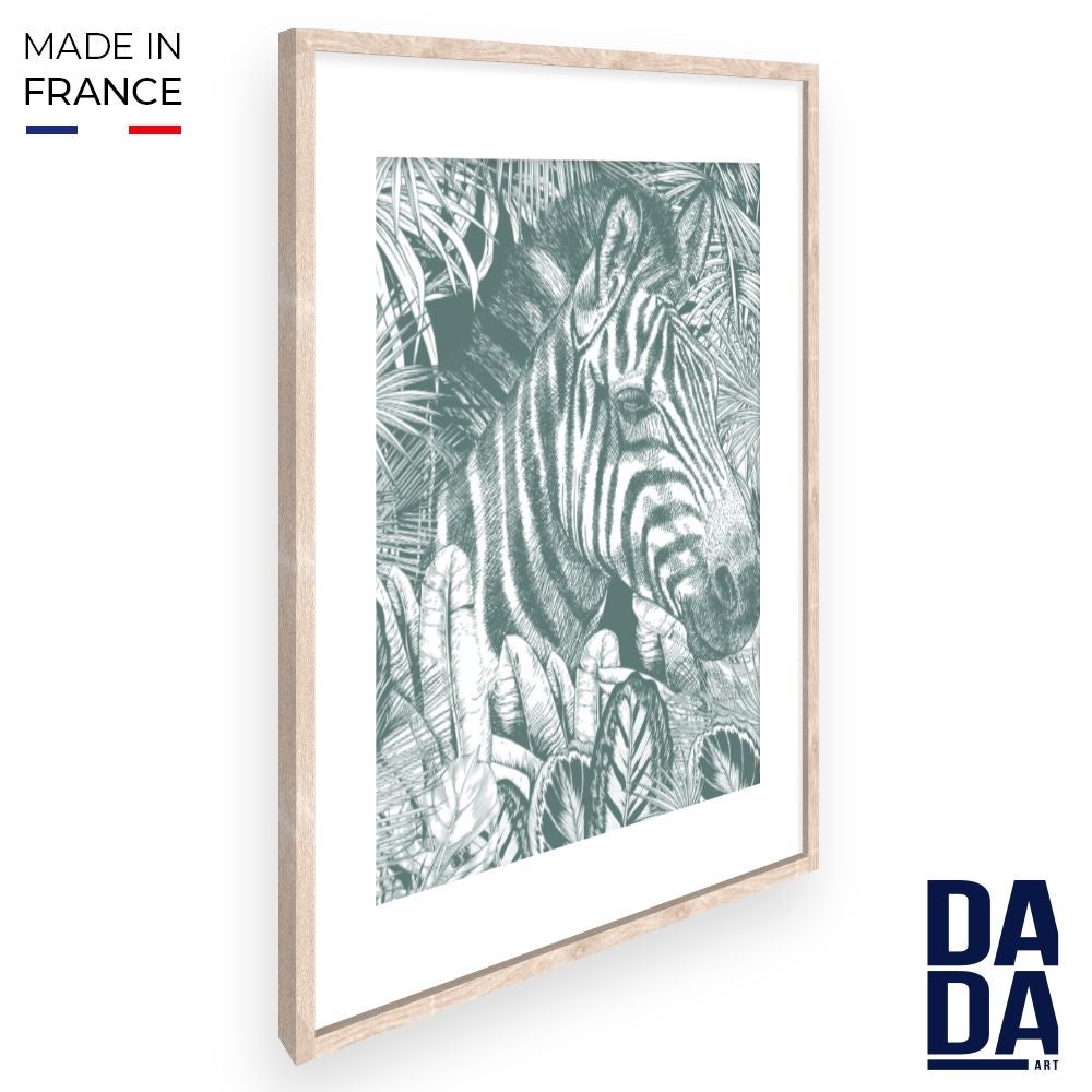 Image encadrée avec cadre CHÊNE / 30x40cm / Zèbre exotique / Créé et ...