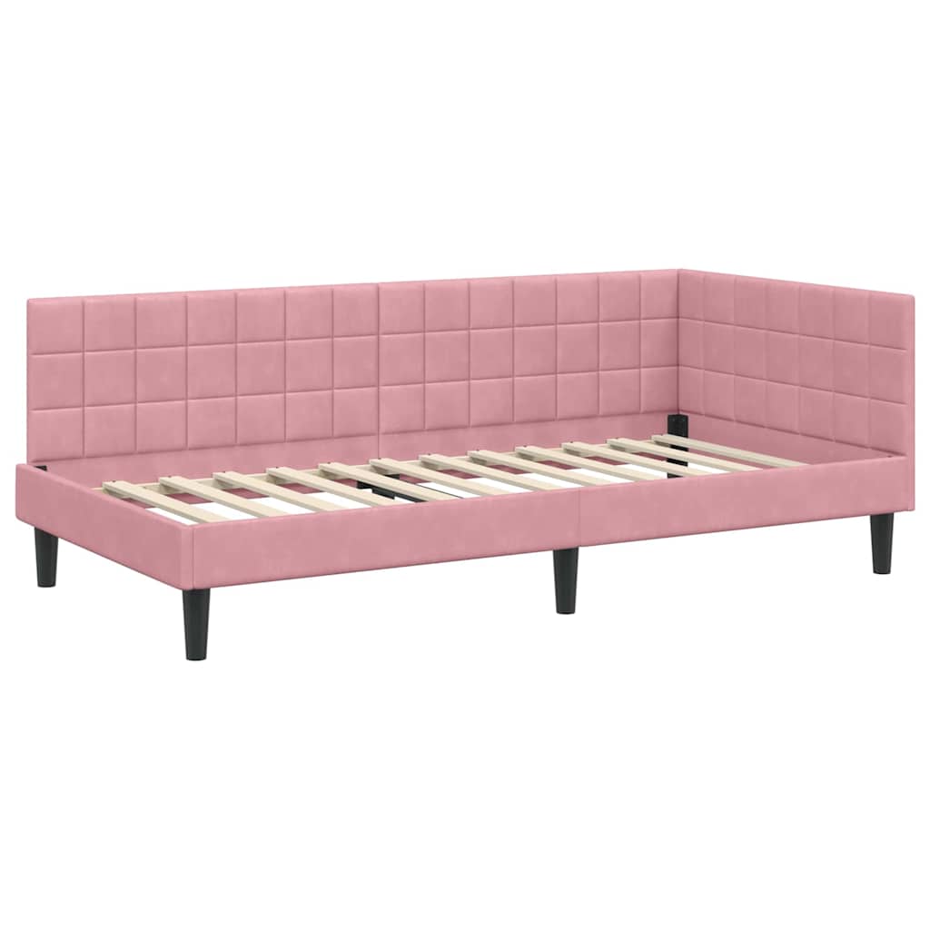 VidaXL Cornice del letto ad angolo Rosa 100 x 200 cm Velluto | Leroy Merlin
