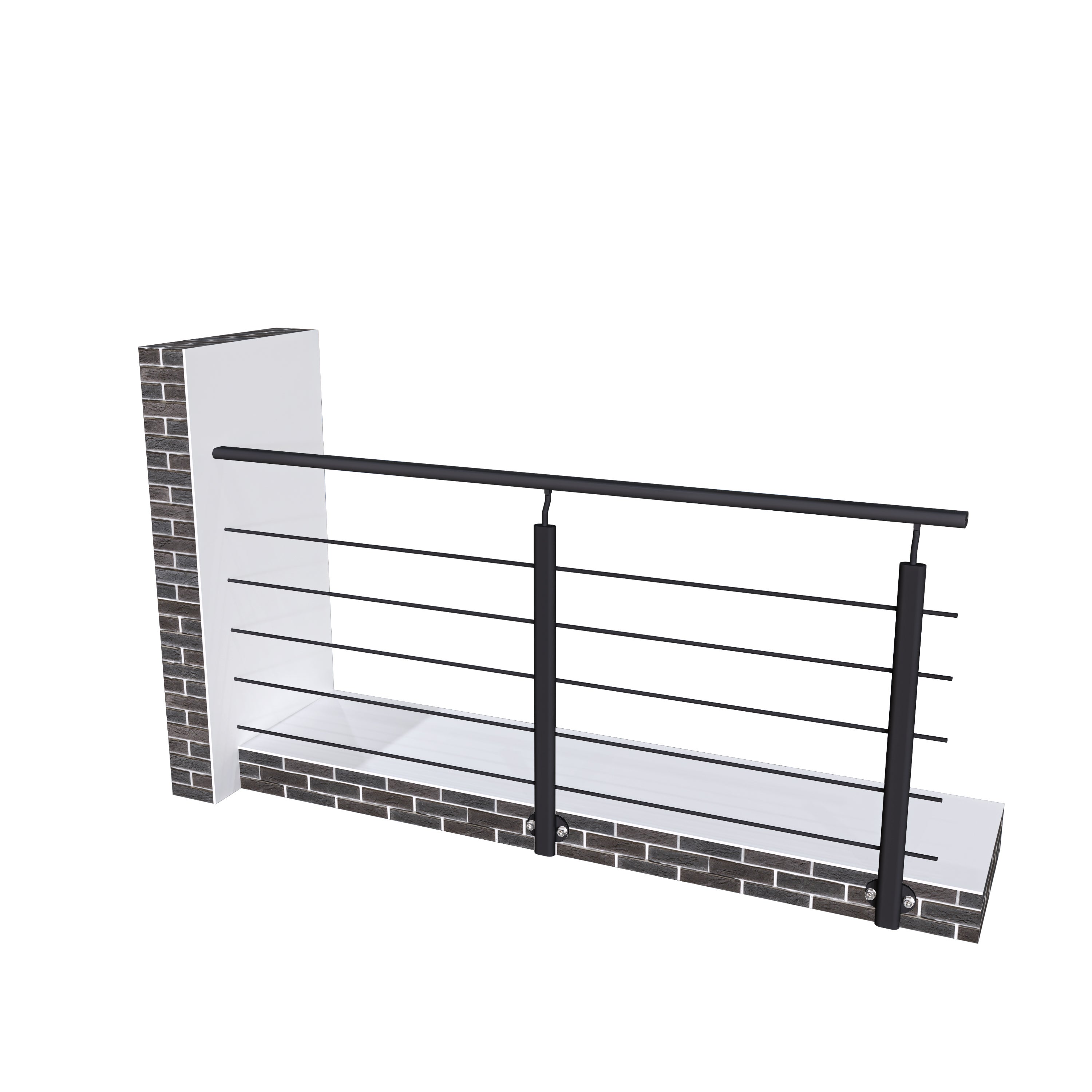 Garde-corps aluminium noir mat 2m, avec 5 traverses et 1 main courante ...