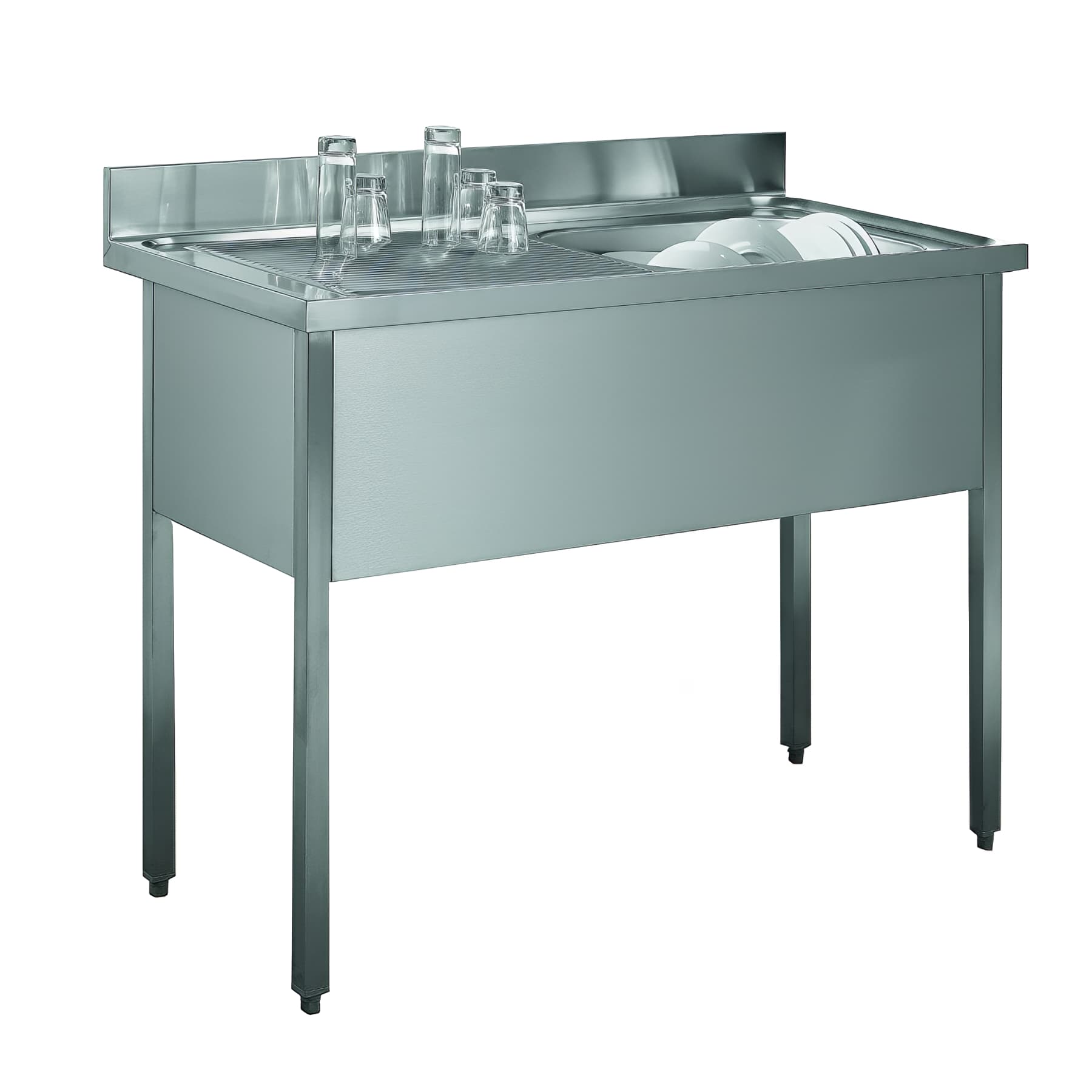 Evier plonge inox lisse sur pieds MODERNA 120x60 hauteur 90cm 1 bac à ...