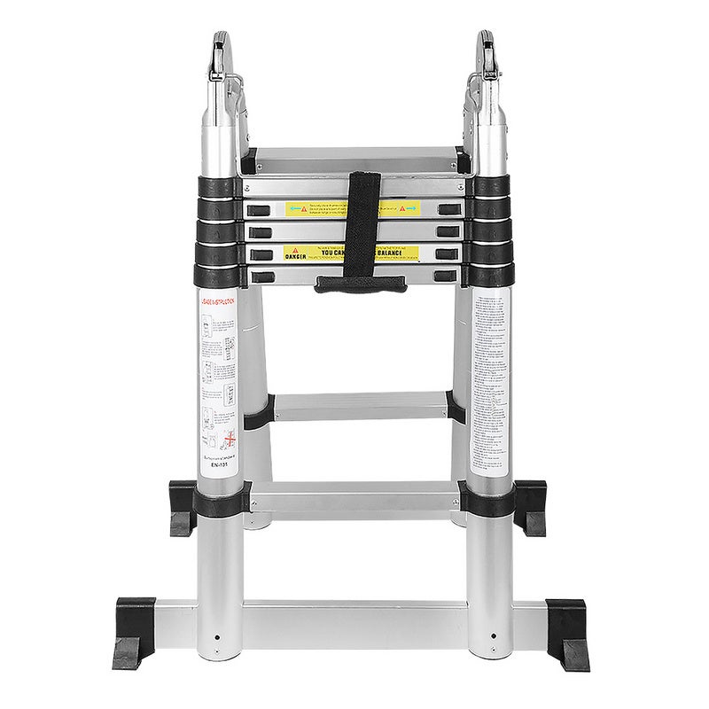 Escalera telescópica 1,9+1,9m Silber Escalera telescópica plegable ...