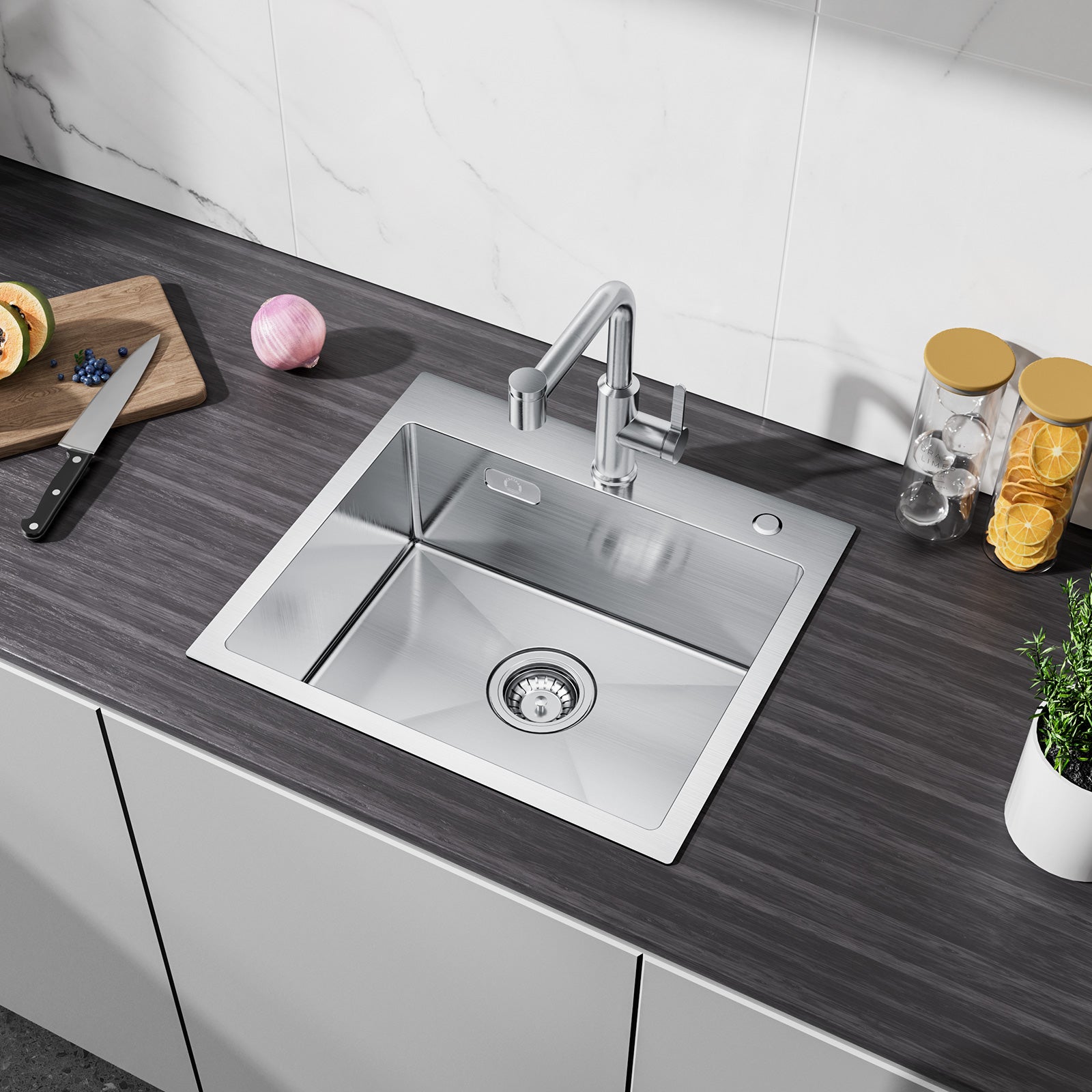 Lavello da cucina Cecipa max in acciaio inox a 1 vasca 50 × 45 cm ...