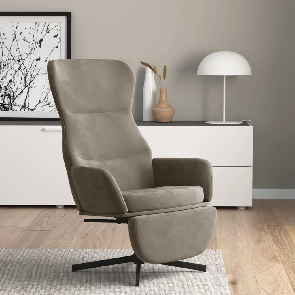 Maison Exclusive - Chaise de relaxation avec repose-pied Gris clair ...