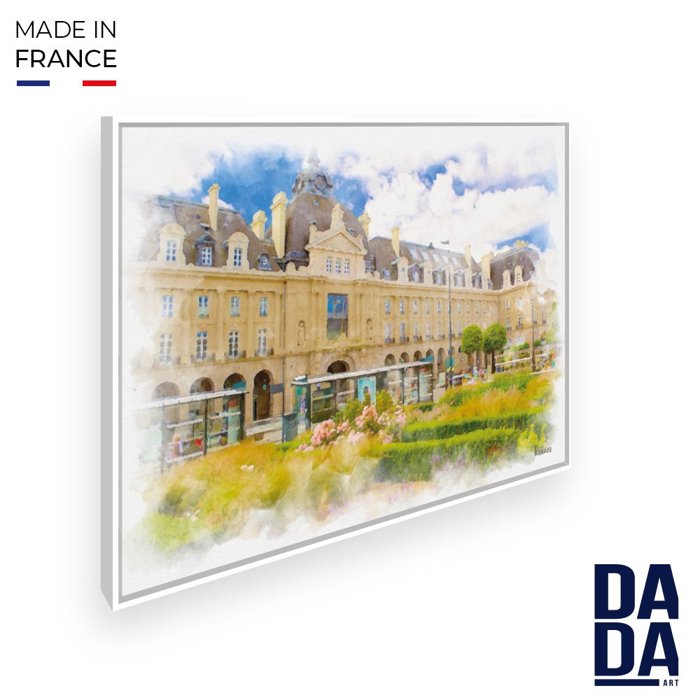 Tableau Place de la République à Rennes / 45x60cm / Cadre Blanc ...