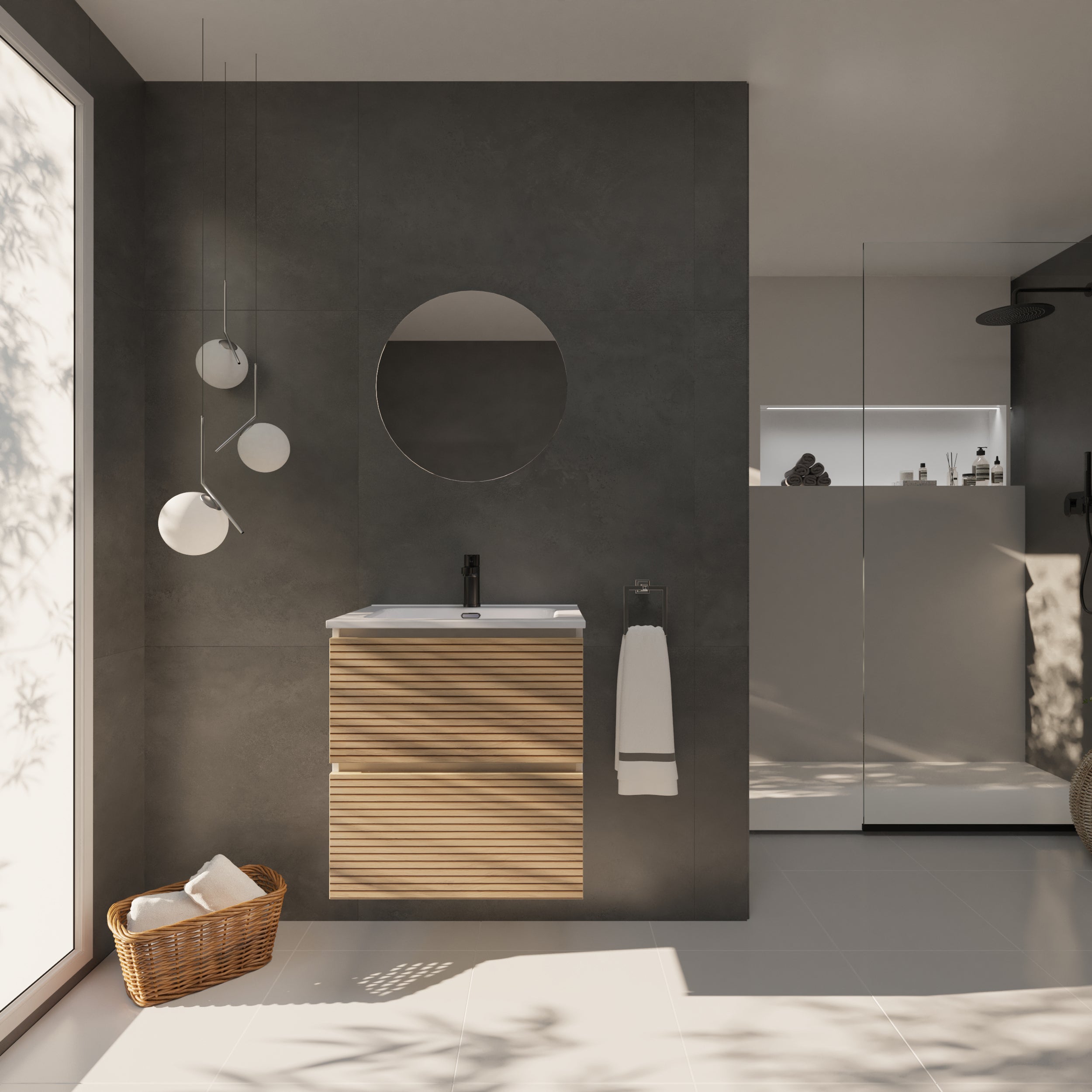 CONJUNTO DE BAÑO YINU | 60 CM BLANCO - SOLOMON | DOS CAJONES | LAVABO ...