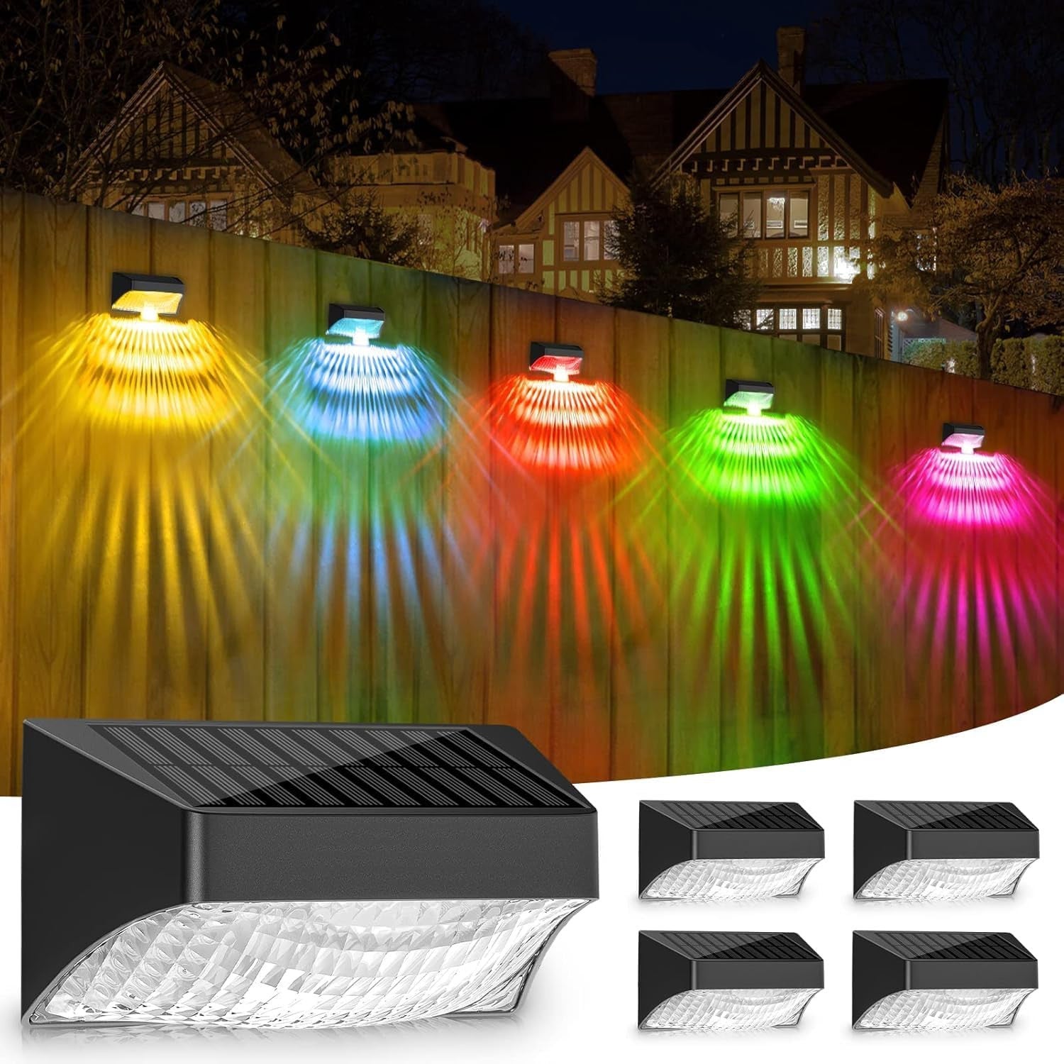 4x Luz solar exterior jardin Luz Blanca Cálida y RGB 10 colores ...
