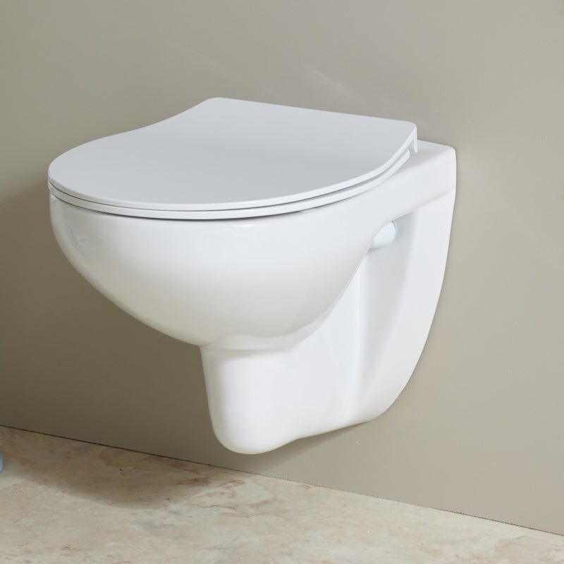 Cuvette WC suspendu NF sans bride Geo, abattant frein de chute ...