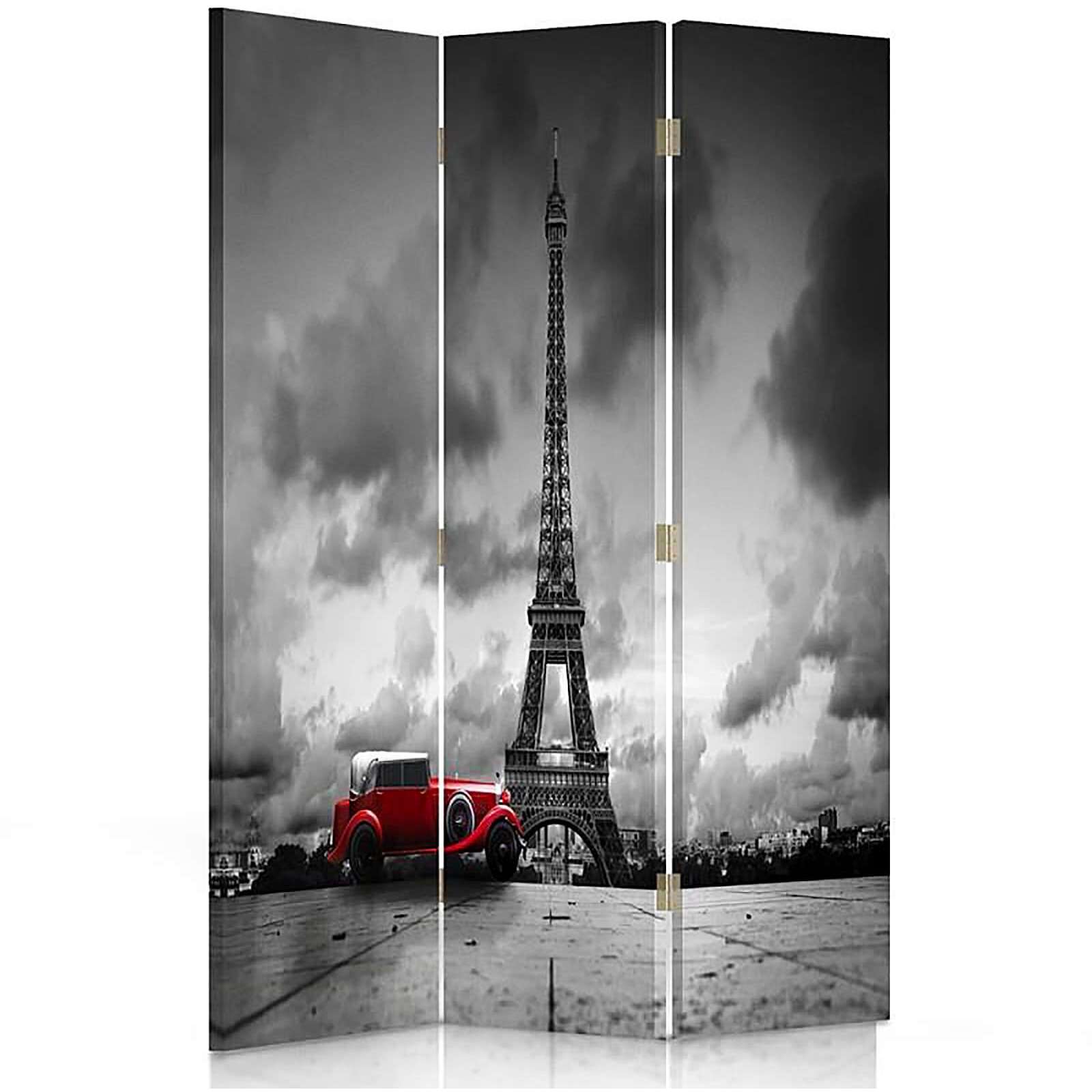 Paravent Déco Voiture Rouge et Tour Eiffel, Paris Chic - 110 x 180 cm ...