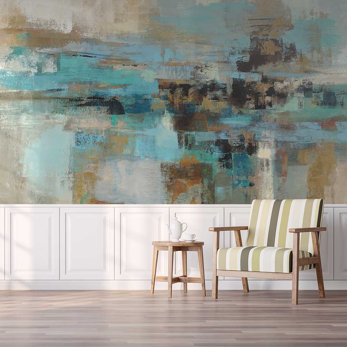 Papier peint impression turquoise - 364x270cm | Leroy Merlin
