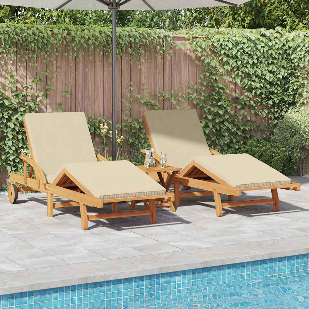 Transat 2 pcs Beige 200 x 67 x 84 cm Bois d'Acacia Massif | Leroy Merlin