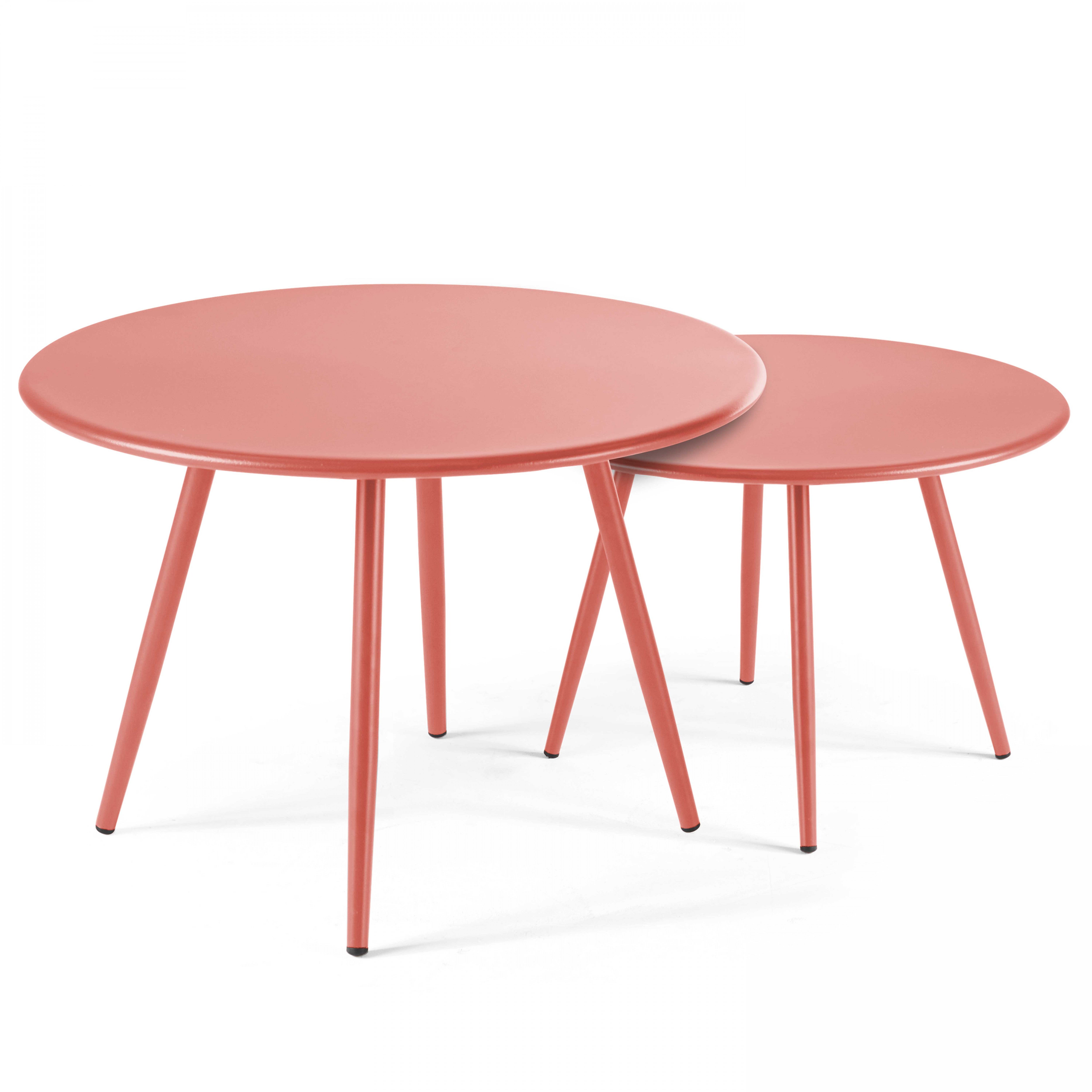 Lot de 2 tables basses ronde en acier argile 50 cm , Palavas - Oviala ...