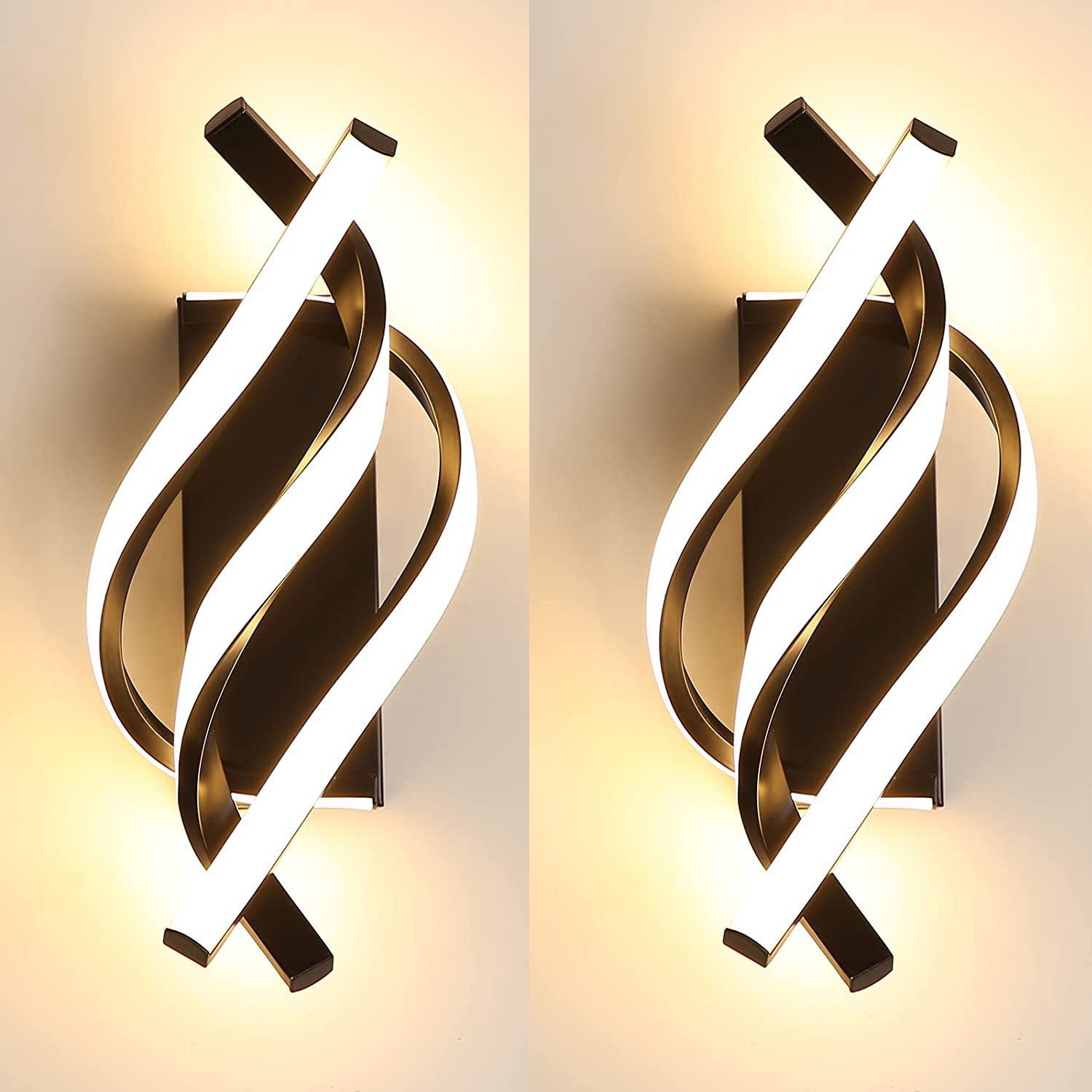 2Pcs Appliques murales, Applique murale LED moderne en spirale ...