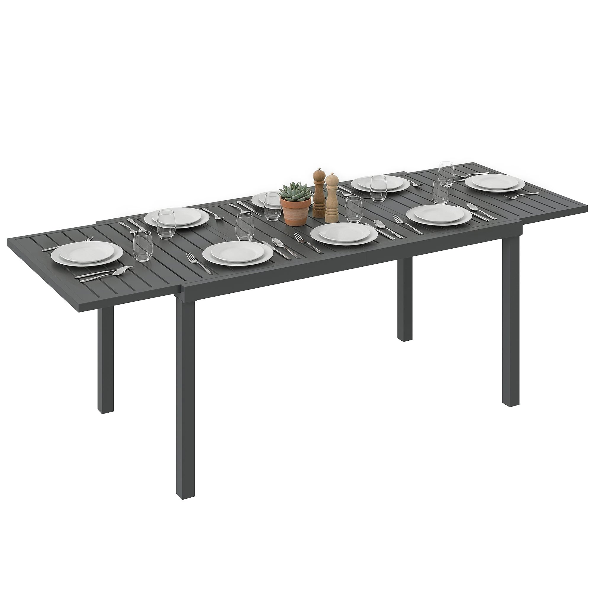 Mesa de jardín extensible de 150/225 x 85 x 75 cm, de aluminio, con ...