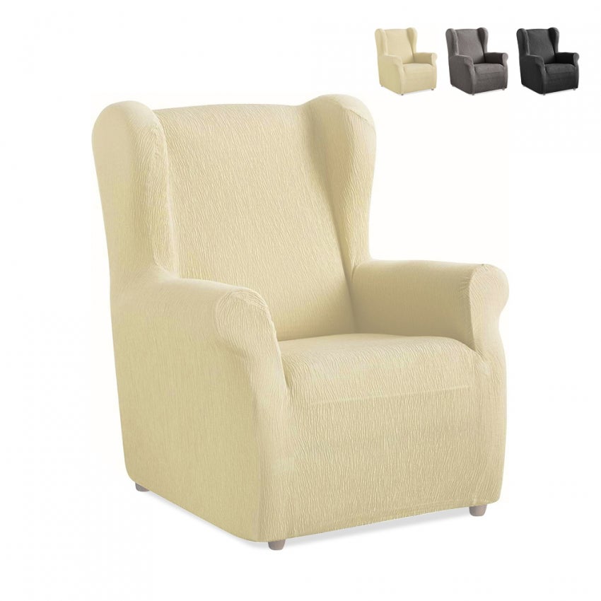 Housse de fauteuil en tissu extensible universel Cuerta - Beige | Leroy ...