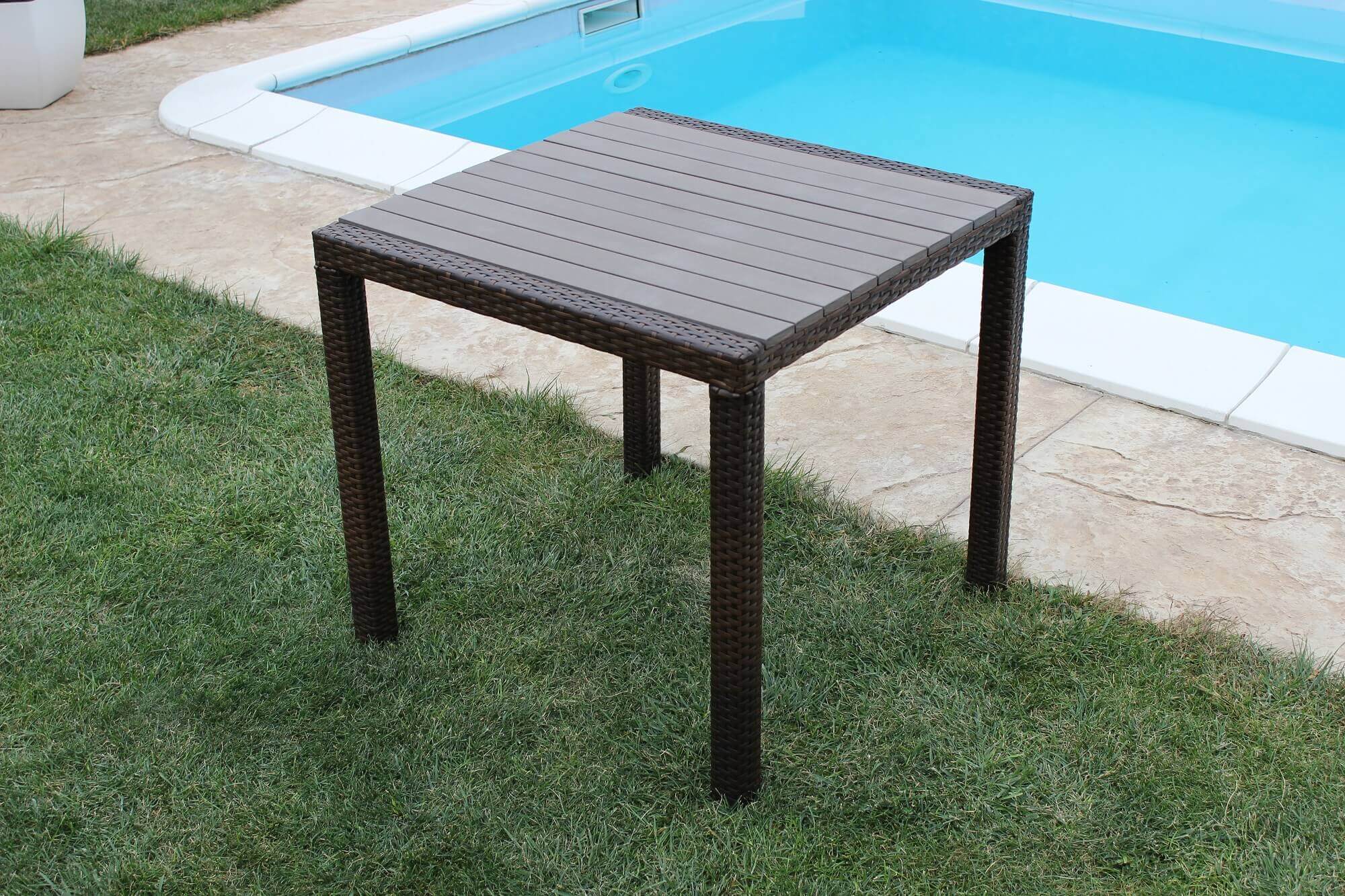 Mesa de jardín cuadrada de 80x80 cm con estructura de aluminio ...