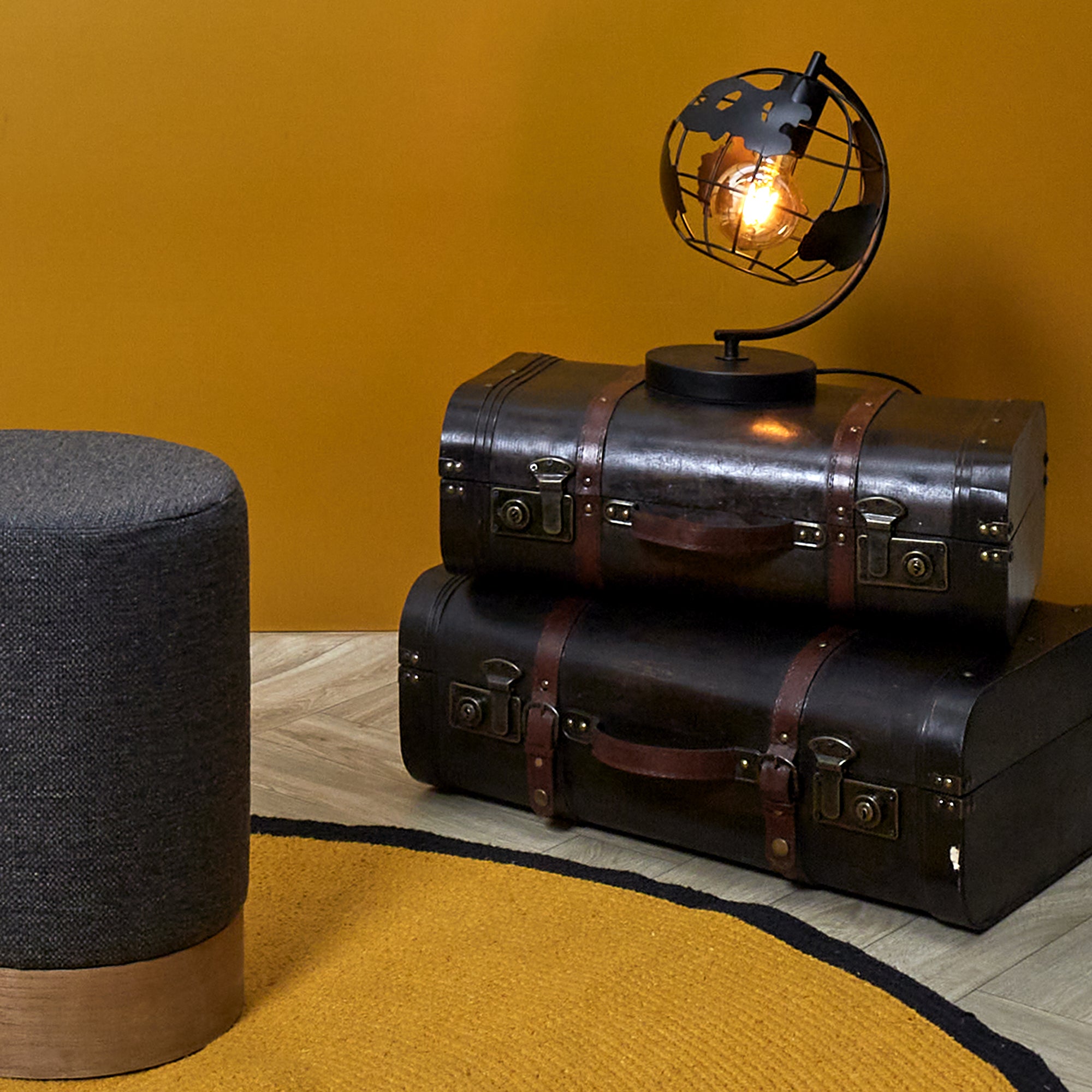 Lampe à Poser - HOME DECO FACTORY - Globe - Métal - Noir | Leroy Merlin