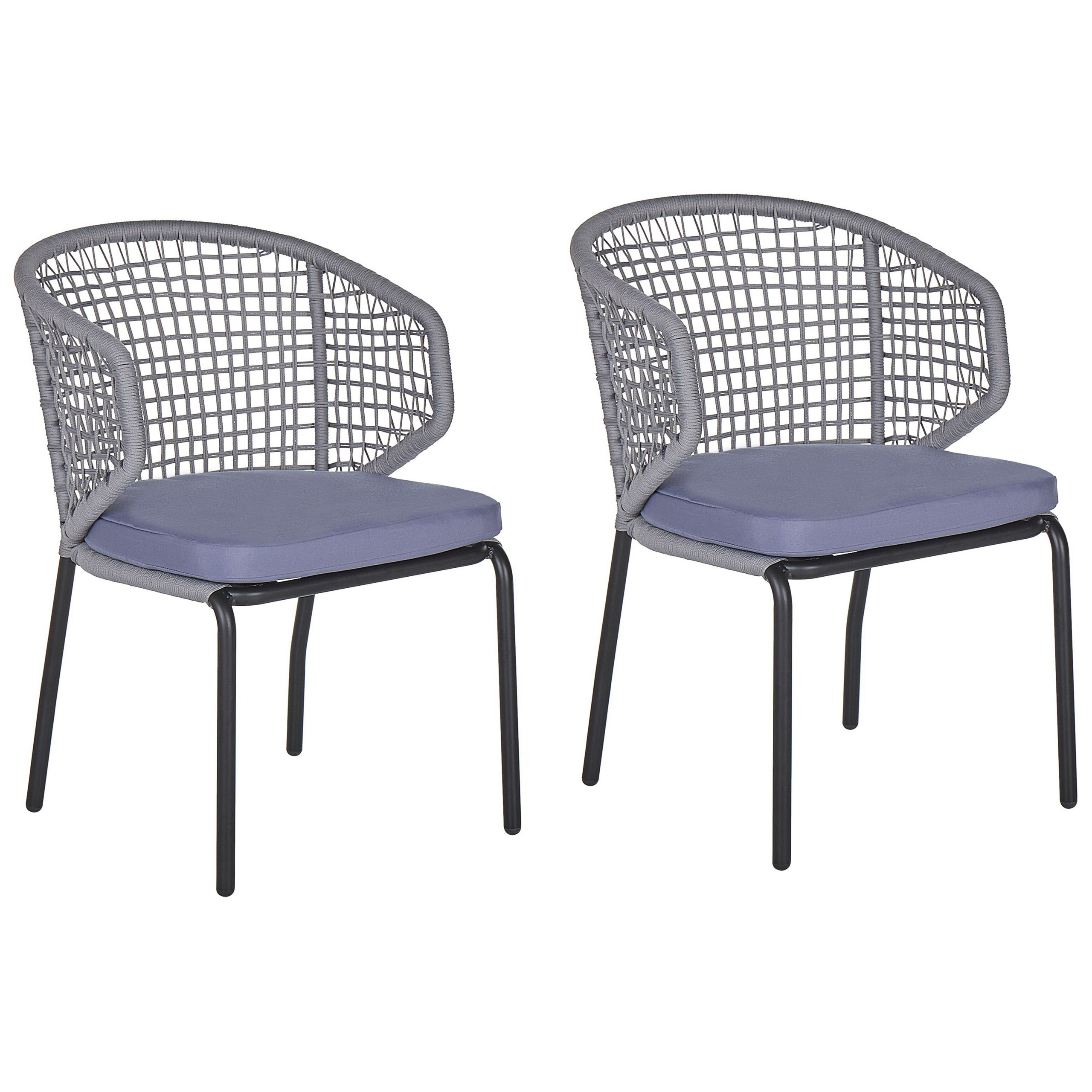 Lot de 2 chaises de jardin avec coussins PALMI Métal Gris | Leroy Merlin
