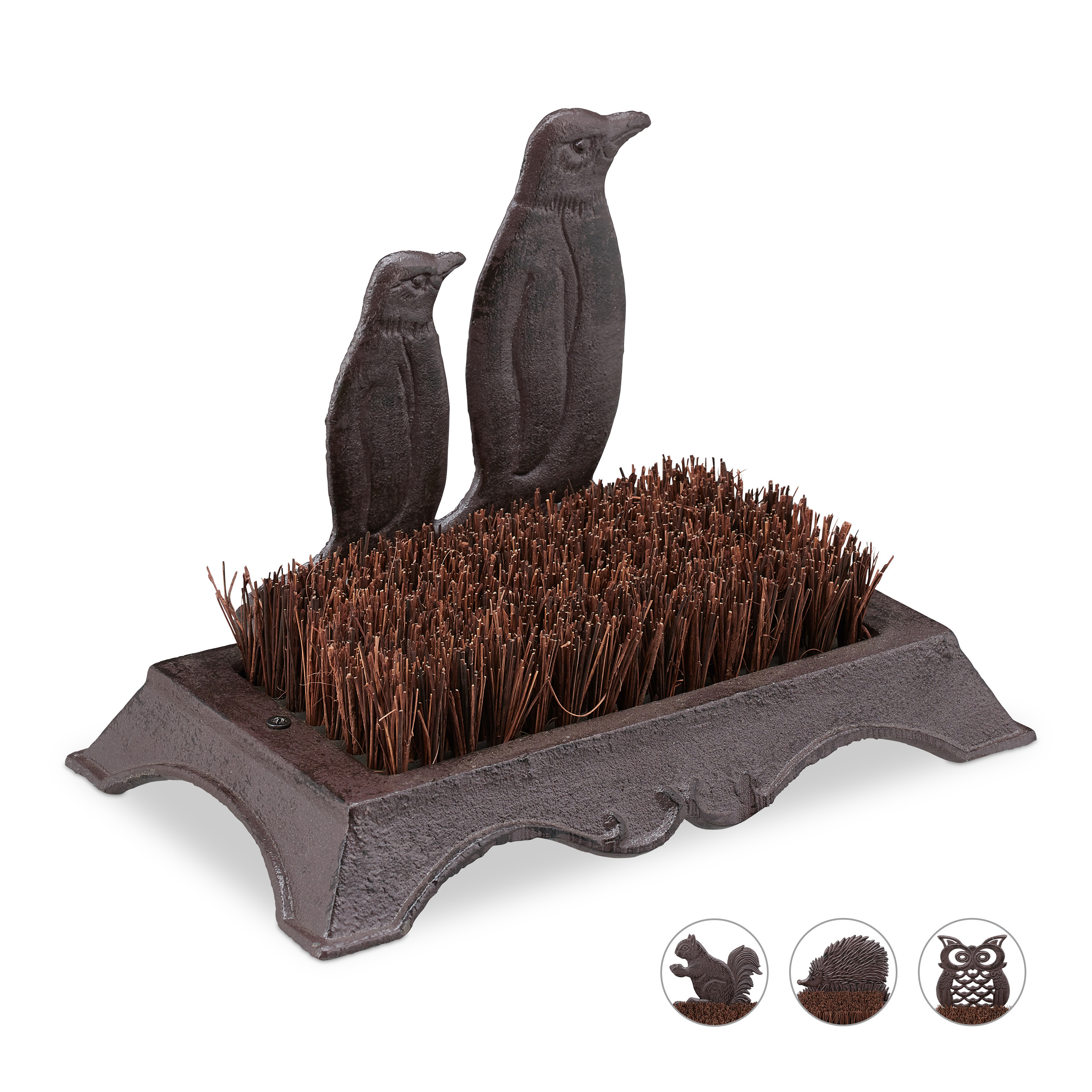Relaxdays Spazzola per Scarpe, in Ghisa, Design a Pinguino, Setole ...