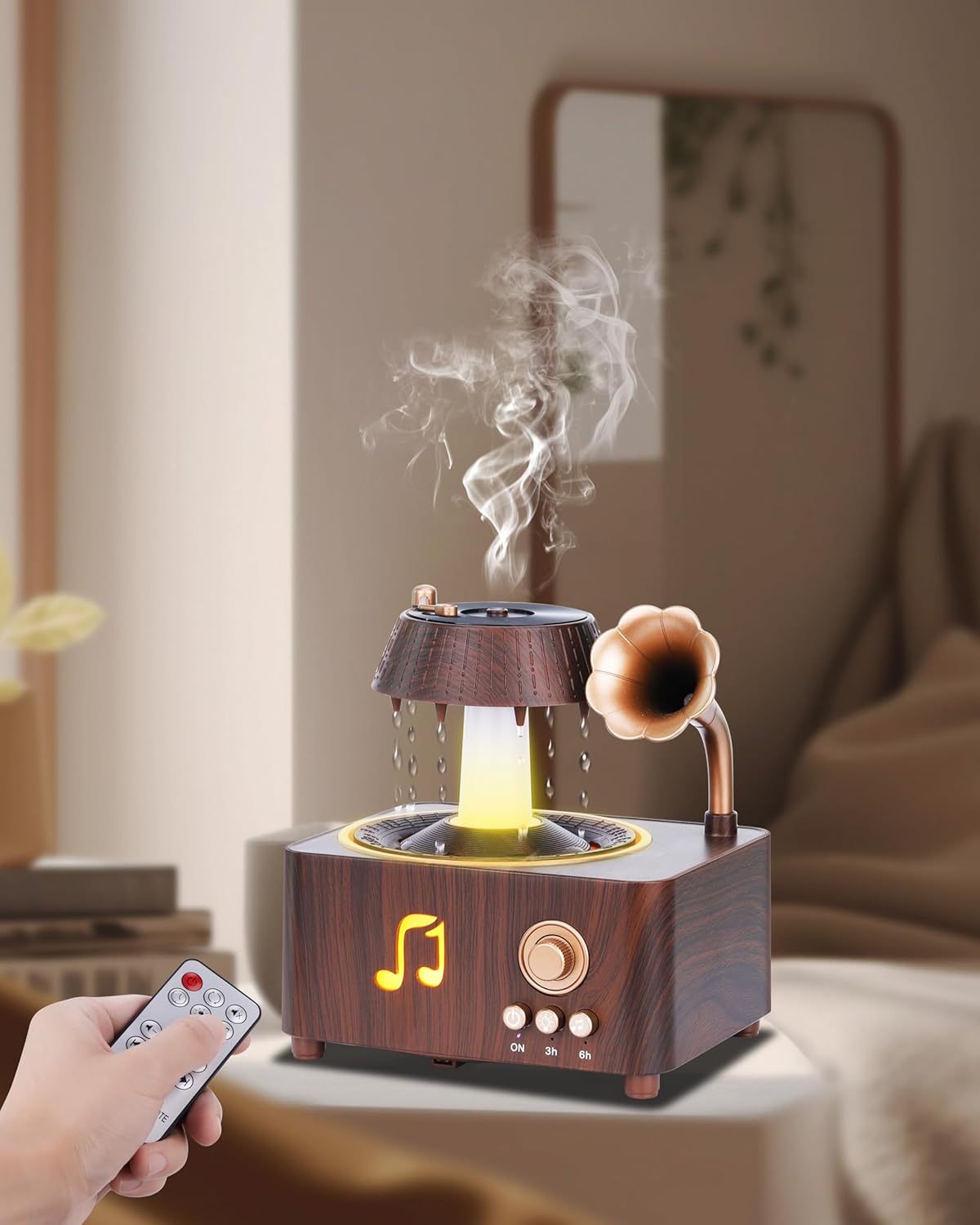 Humidificador y difusor de aceites esenciales, efecto de gota de lluvia ...
