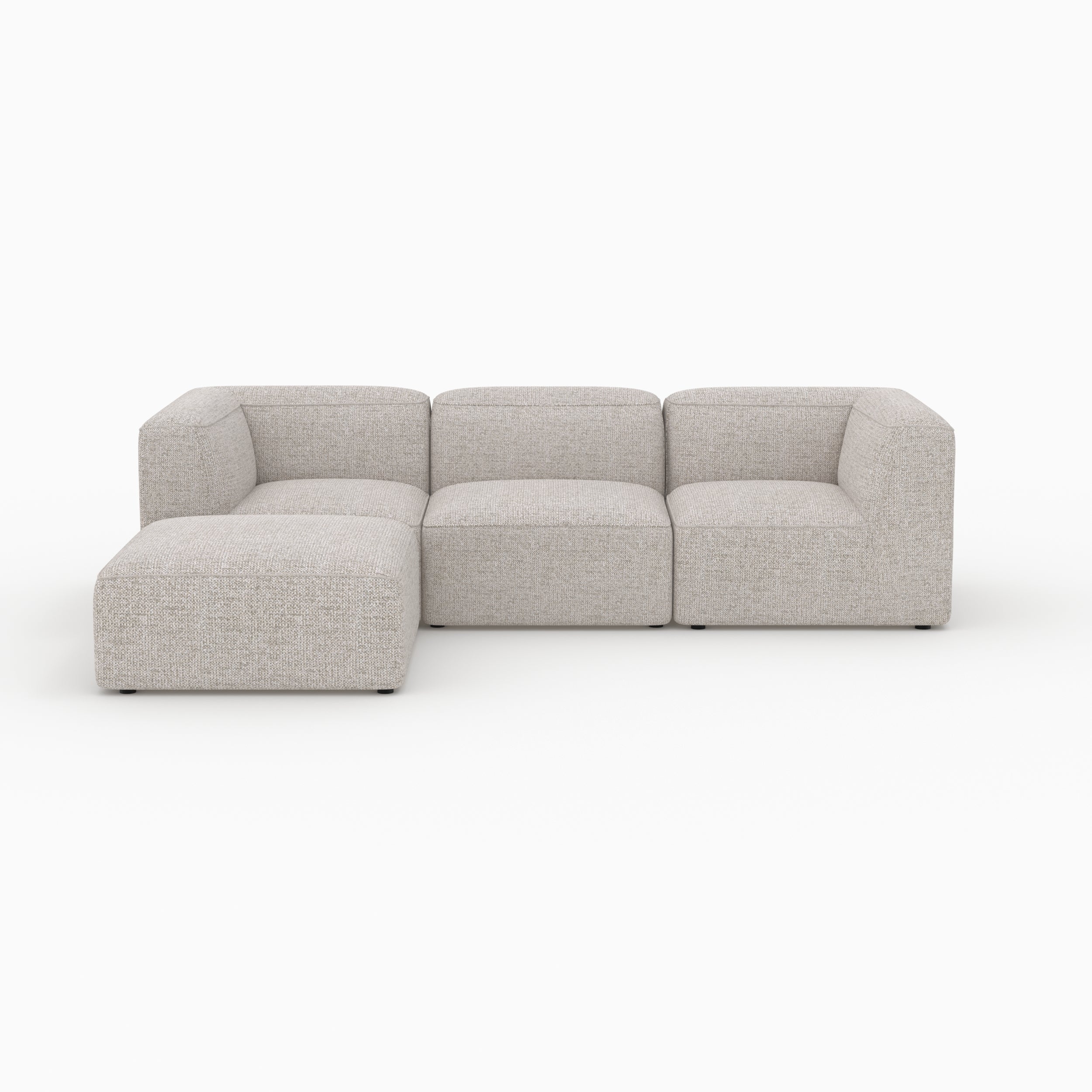 Sofá modular de tela beige de 3 plazas con puf - Hestia | Leroy Merlin