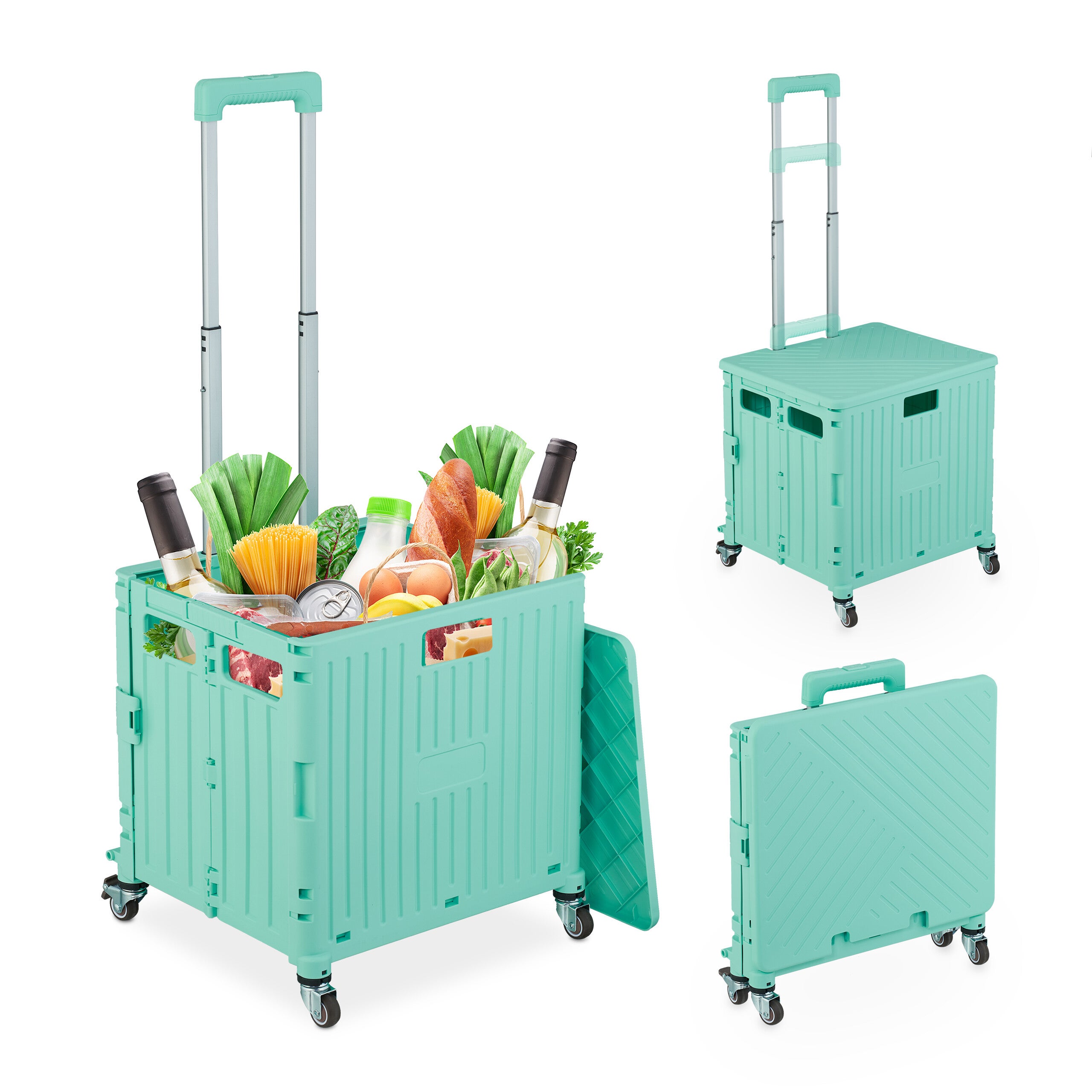 Relaxdays Carrito de Compra Plegable, Carro con Ruedas Giratorias, para ...