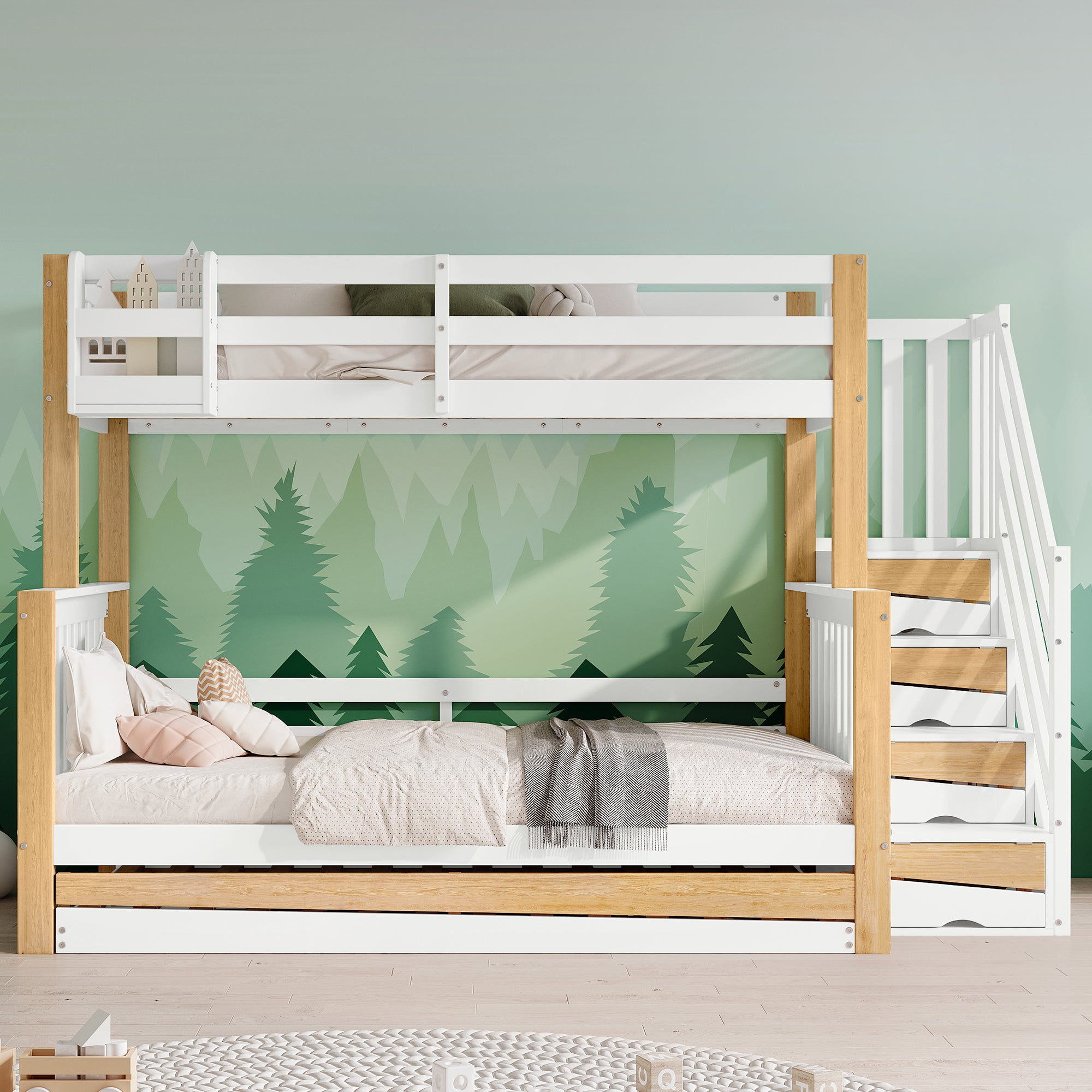 Lit superposé 90x200cm + 120x200cm + lit gigogne 90x190cm - avec ...