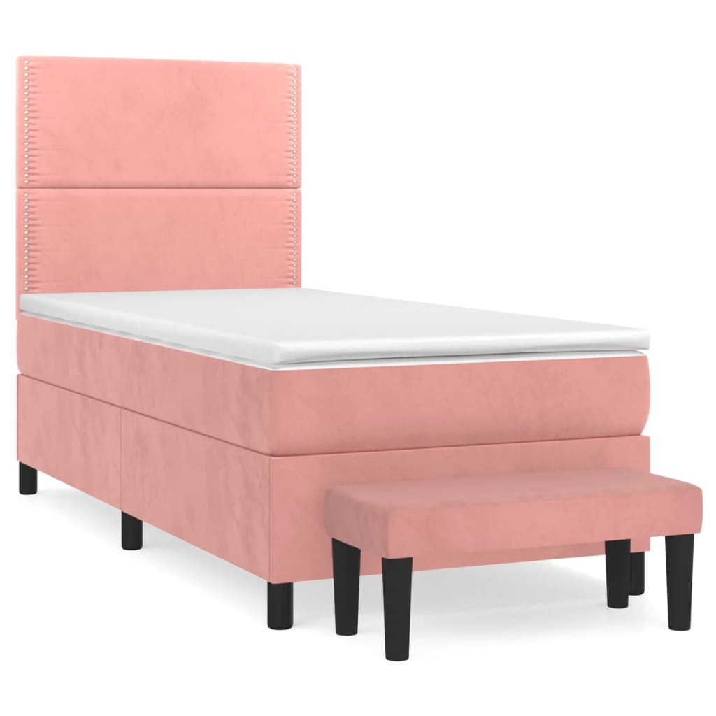 Cama box spring con colchón terciopelo rosa 90x200 cm | Leroy Merlin
