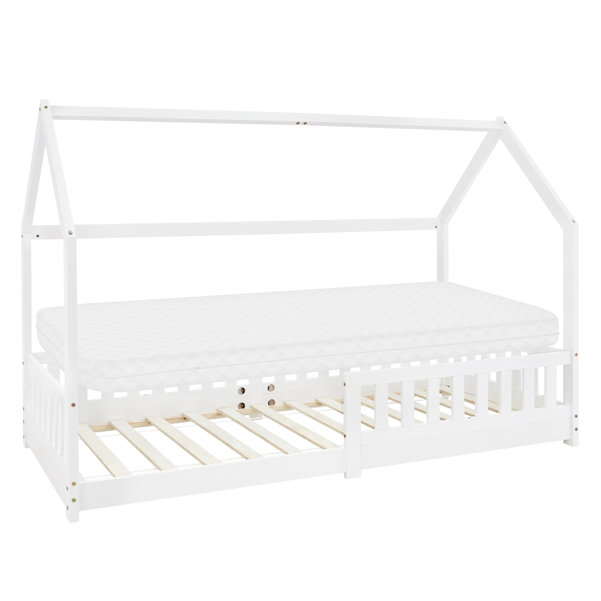 Lit enfant+matelas Lit maison Cadre de lit simple Protection antichute ...